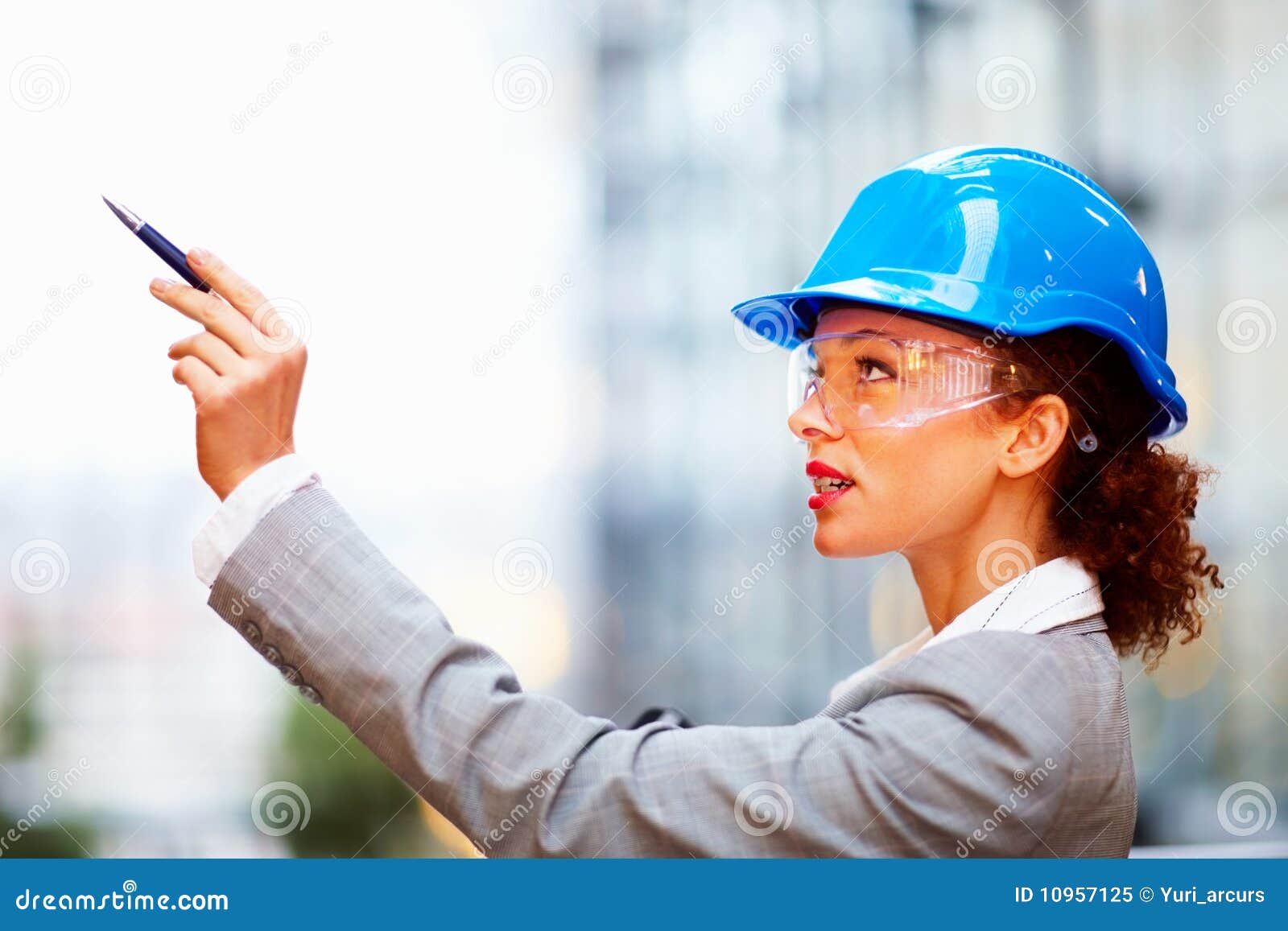Pretty Female Architect Busy at Work Stock Image - Image of copyspace ...