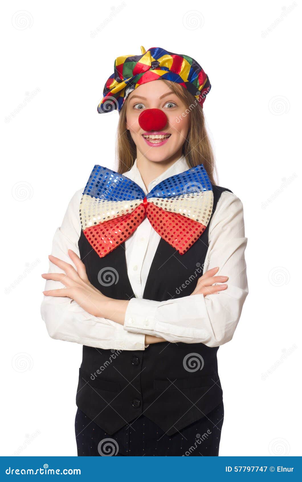 Pretty Female Clown Isolated on White Stock Image - Image of fair, cute ...
