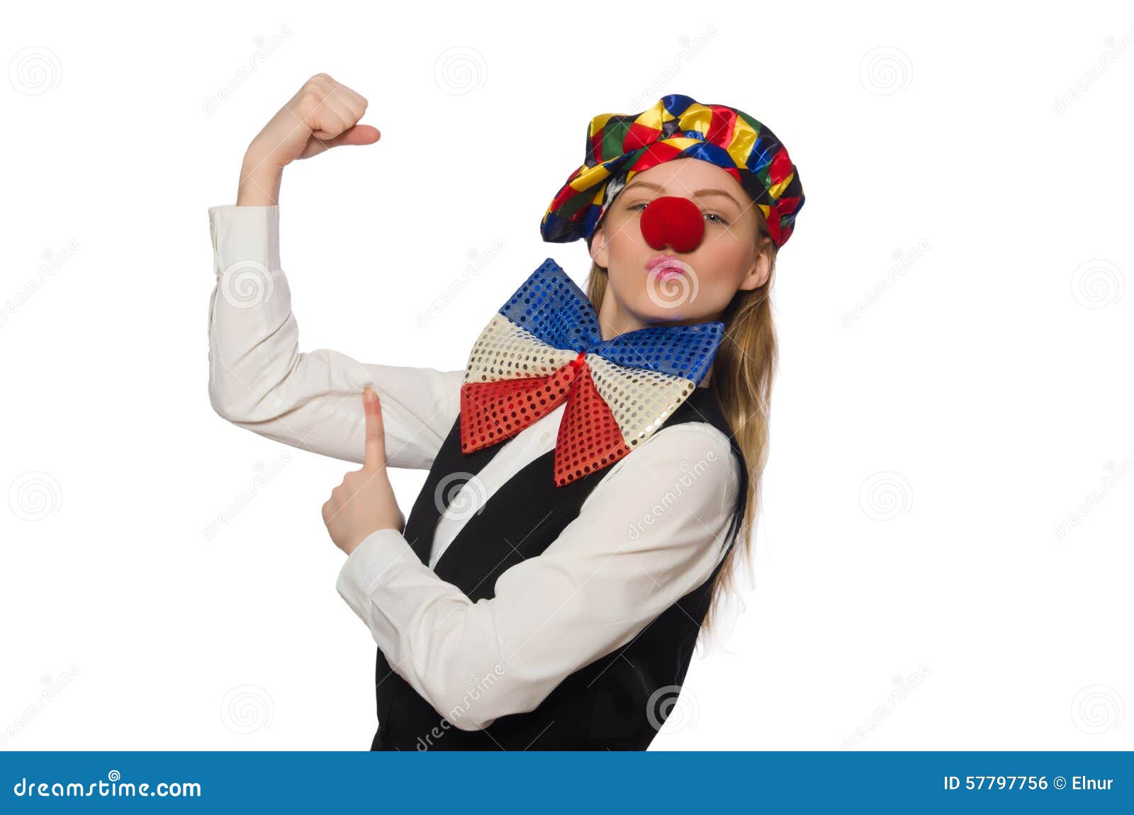 Pretty Female Clown Isolated on White Stock Photo - Image of humourous ...