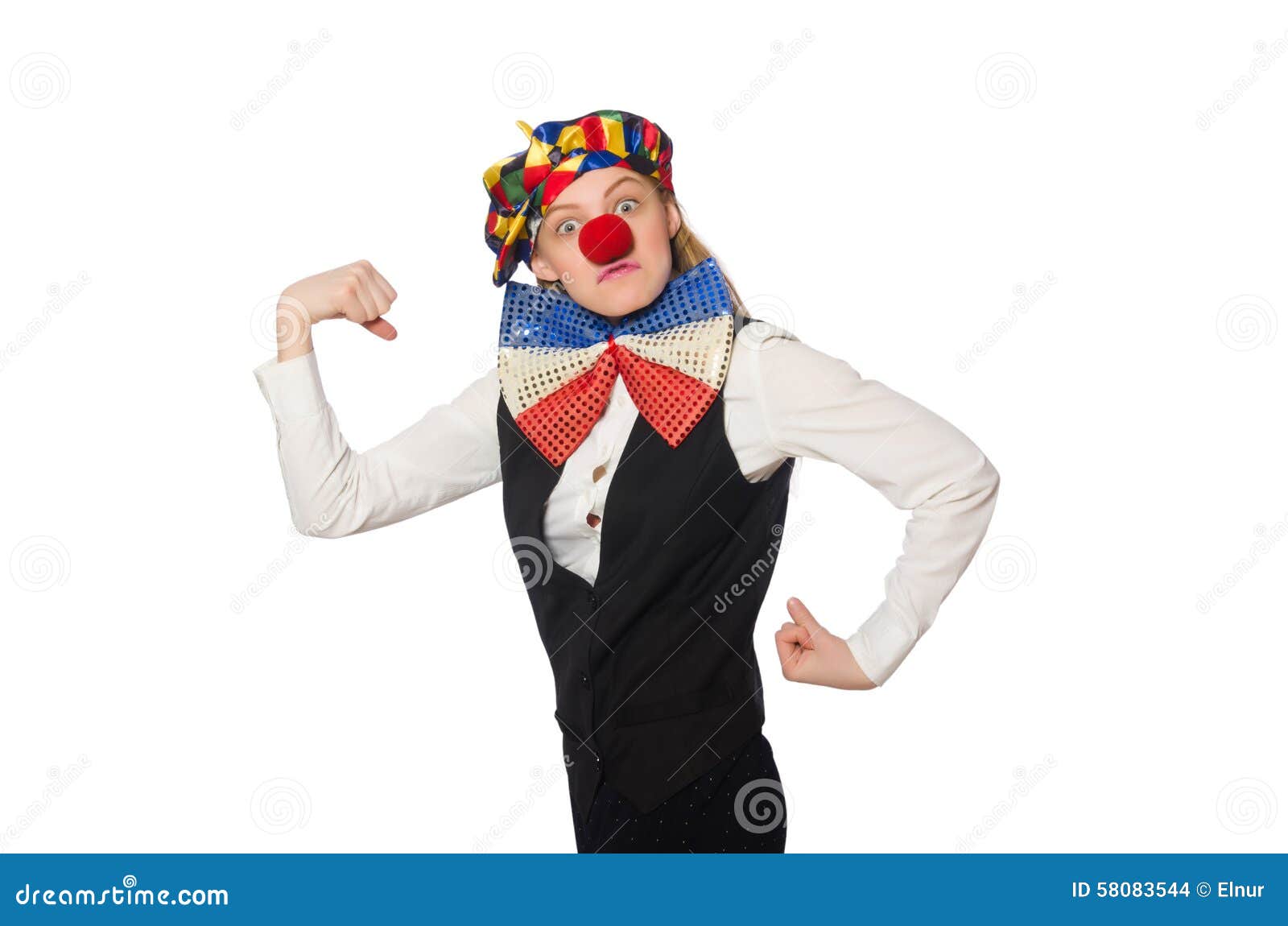 Pretty Female Clown Isolated on White Stock Photo - Image of clown ...