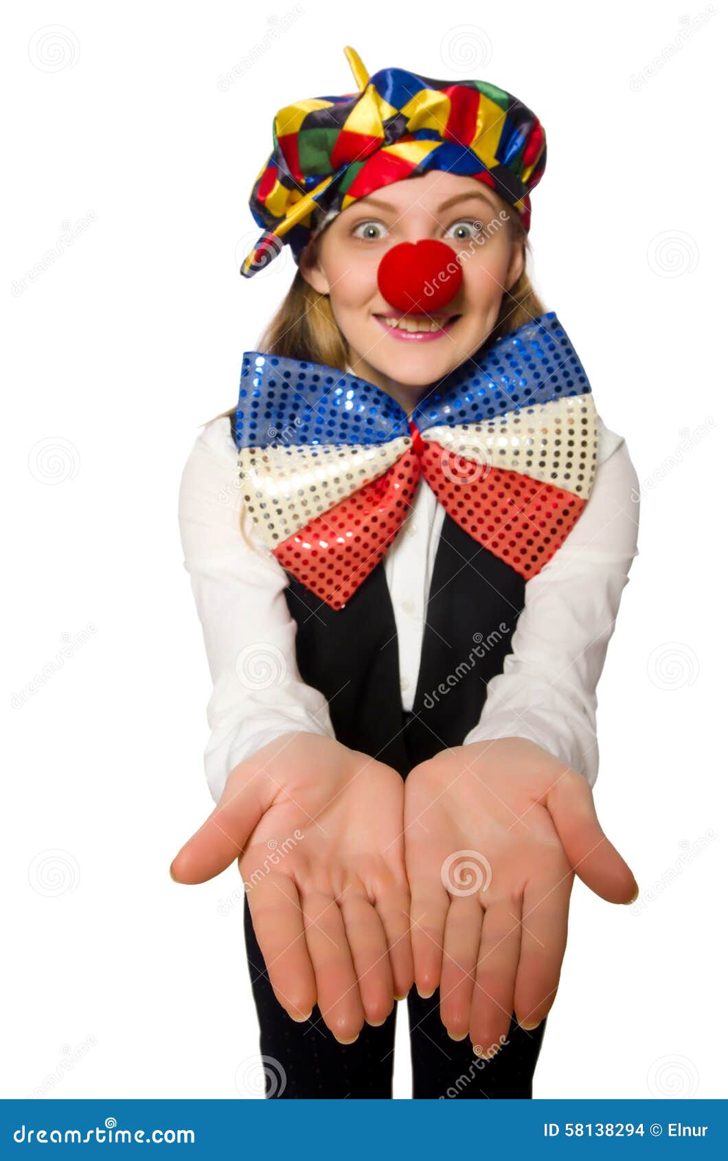 Pretty female clown stock photo. Image of comedian, girl - 58138294