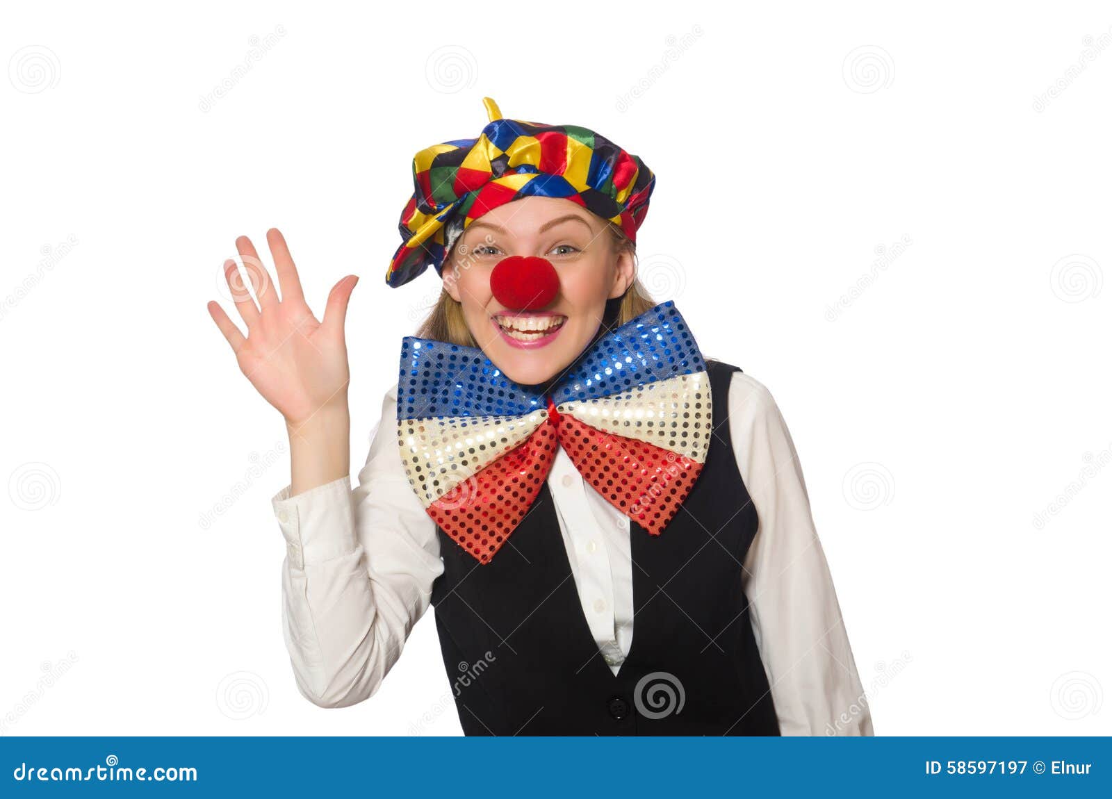 Pretty Female Clown Isolated on White Stock Image - Image of ...