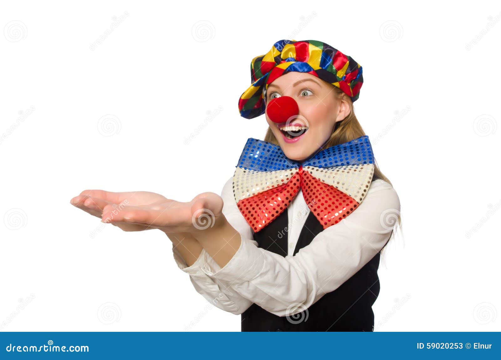 Pretty Female Clown Isolated on White Stock Image - Image of isolated ...