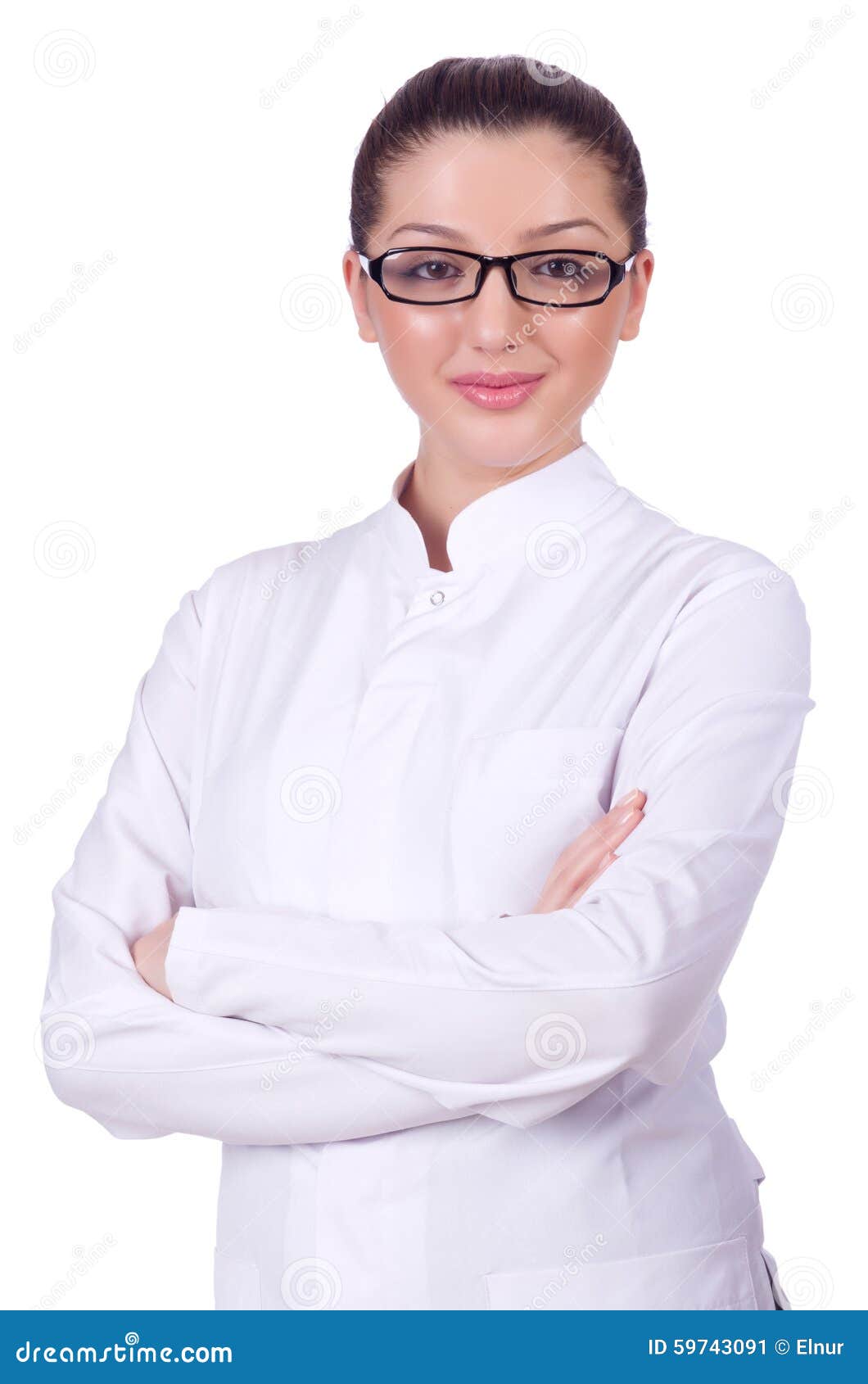 Pretty Female Doctor Isolated on White Stock Image - Image of portrait ...