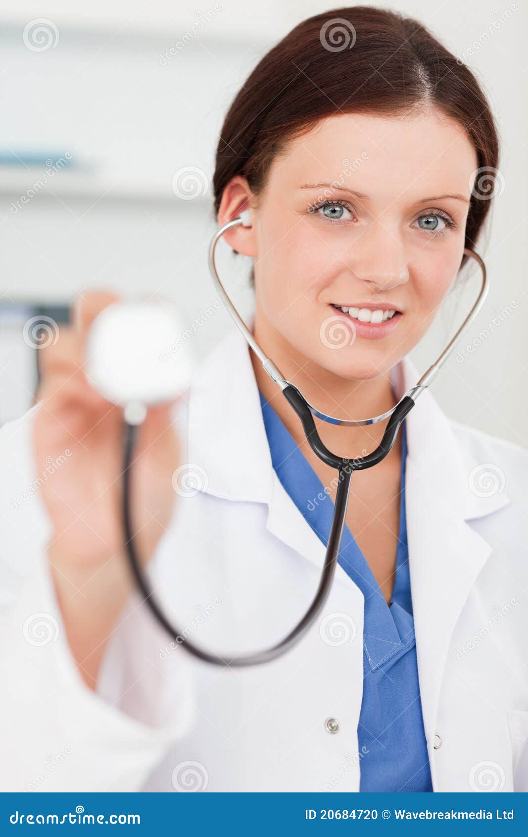 Pretty Female Doctor with Stethoscope Stock Photo - Image of clinic ...