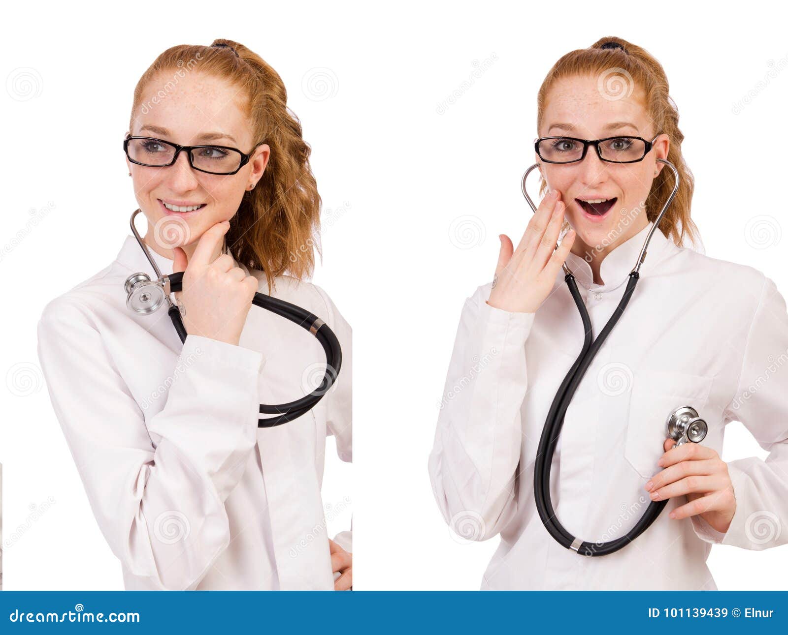 The Pretty Female Doctor with Stethoscope Isolated on White Stock Image ...