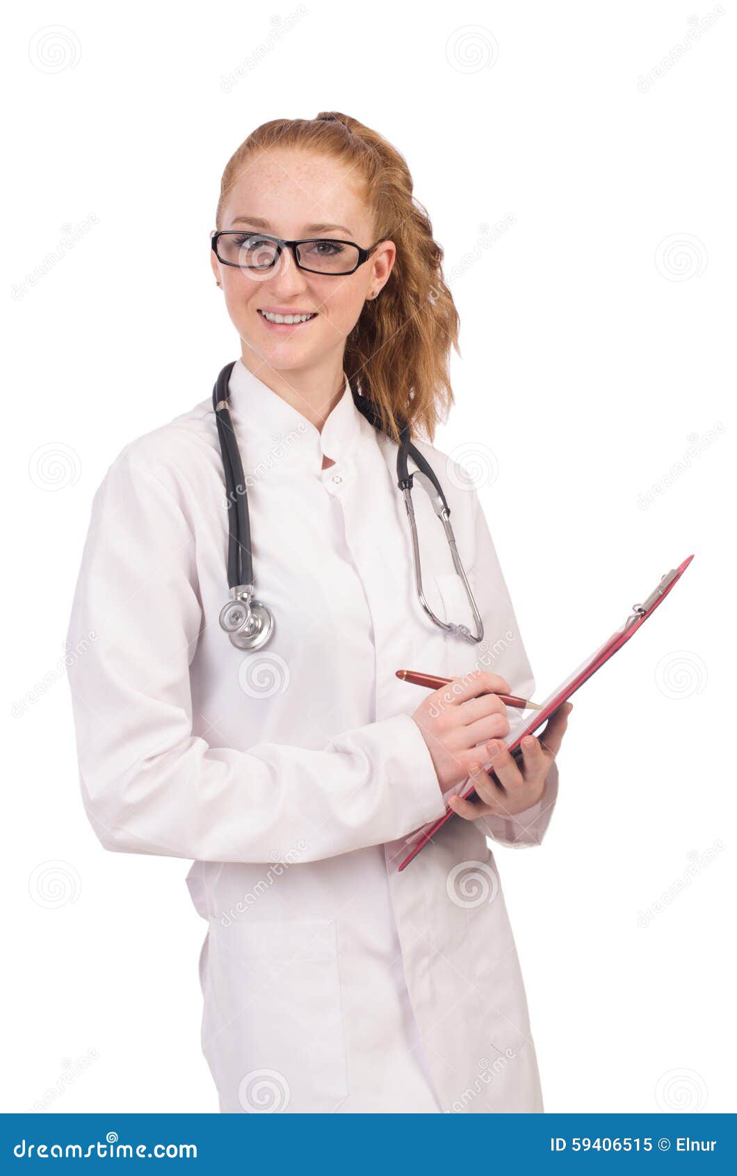 Pretty Female Doctor with Stethoscope Isolated on Stock Image - Image ...
