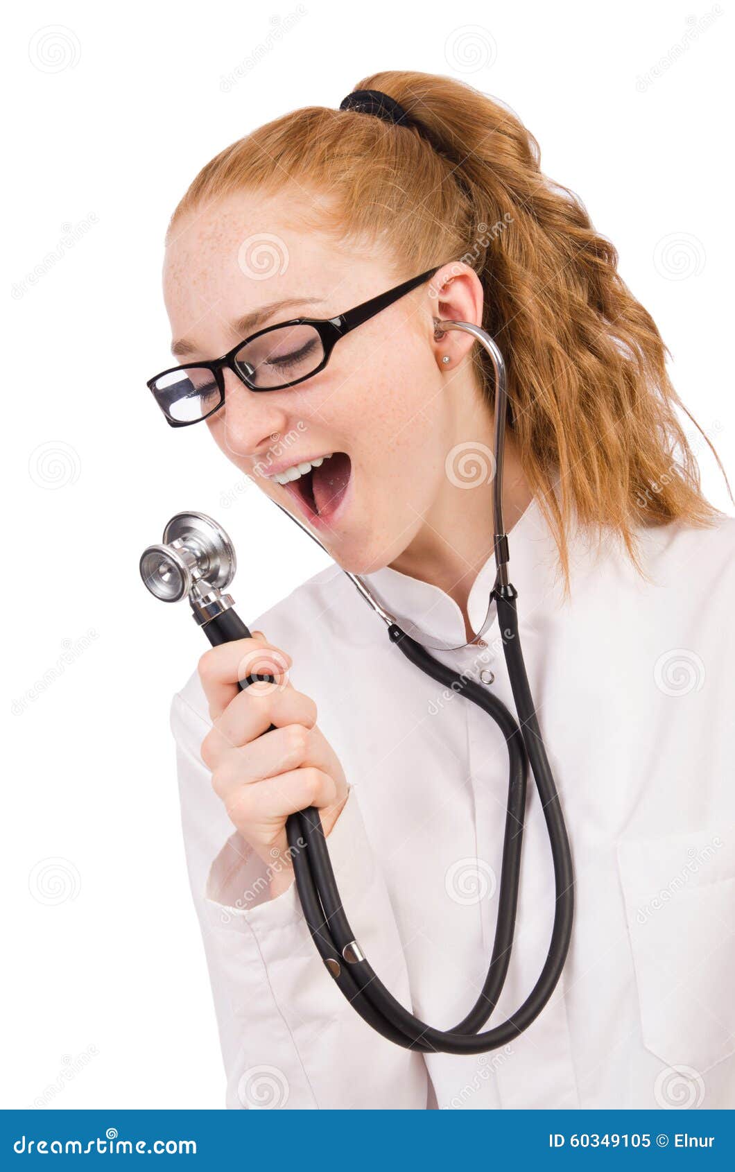 Pretty Female Doctor with Stethoscope Isolated on Stock Image - Image ...