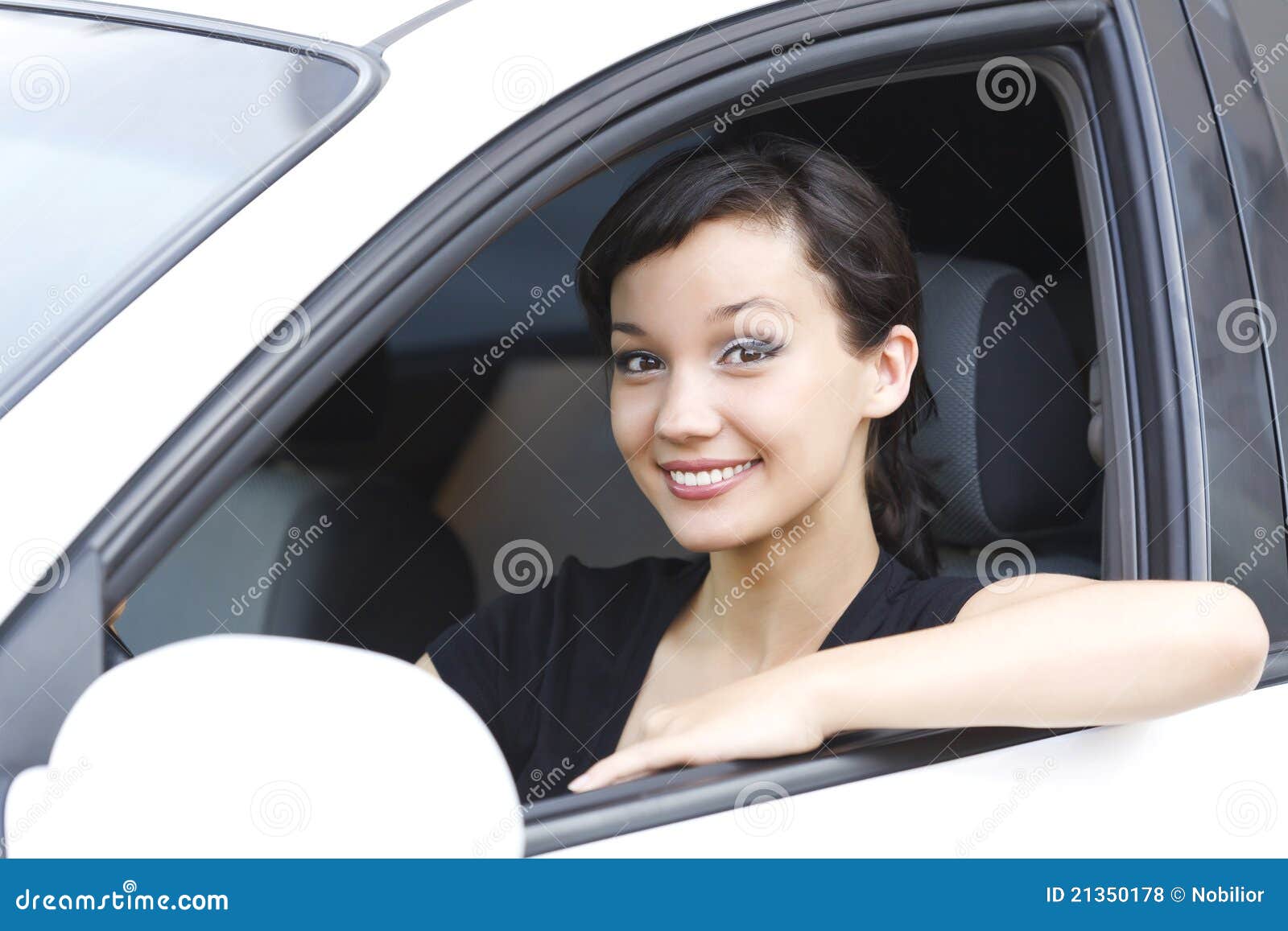 Pretty female driver stock photo. Image of hair, background - 21350178