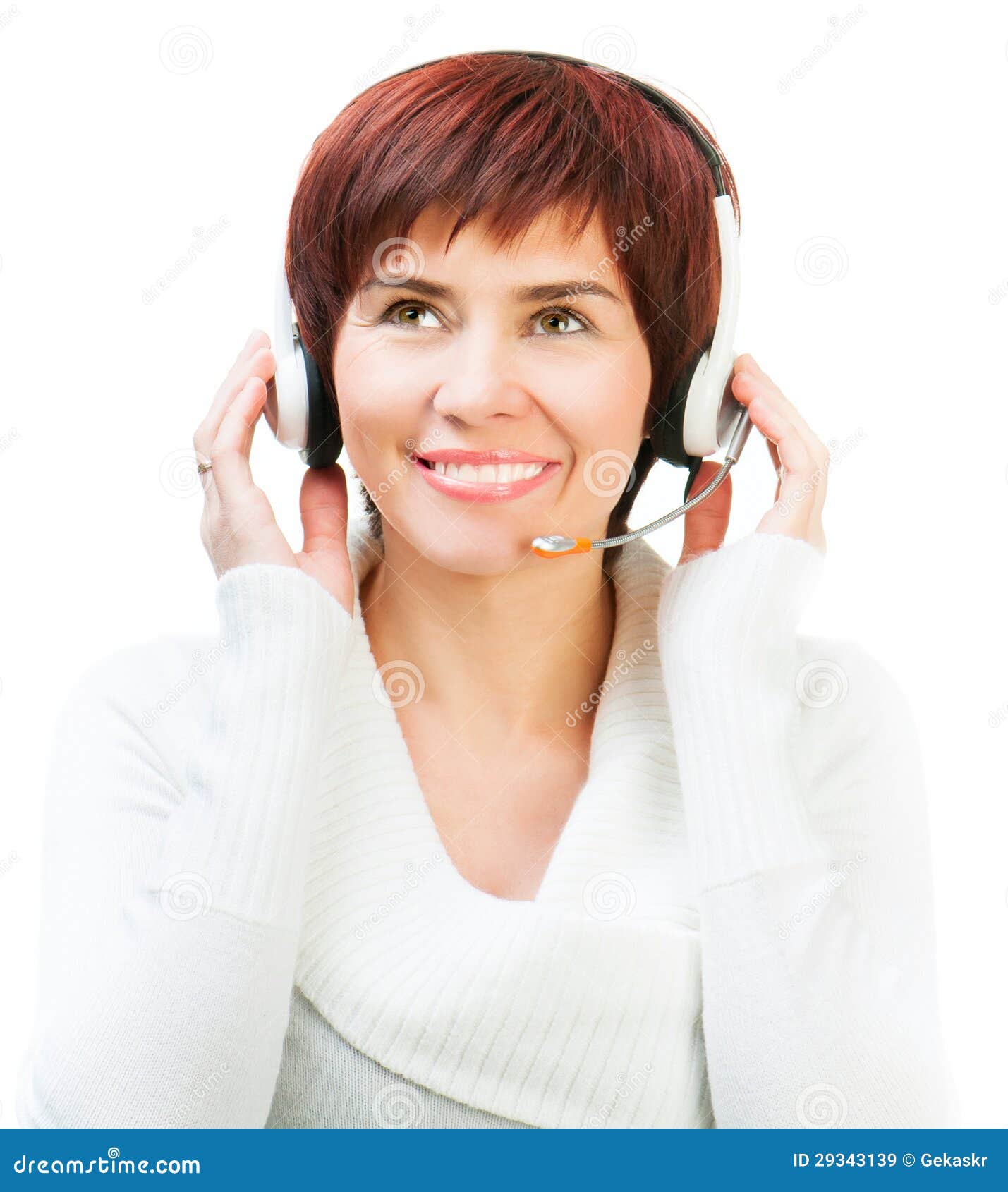 Pretty Female in a Headset stock image. Image of headset - 29343139