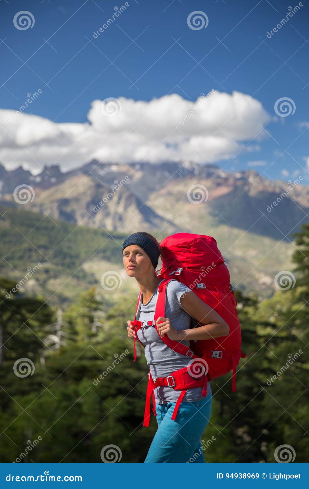 Pretty, Female Hiker in High Mountains Stock Image - Image of cliff ...