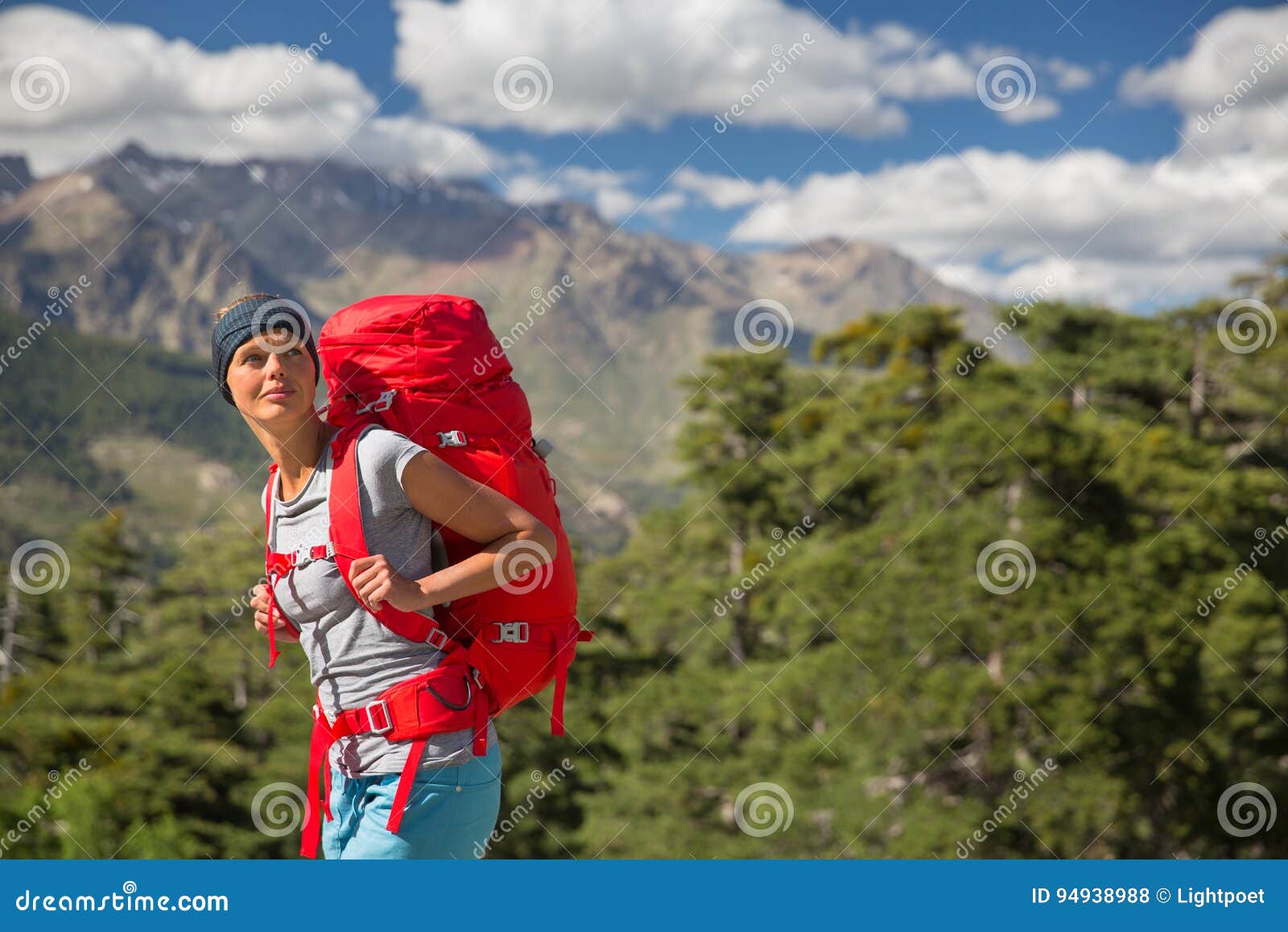 Pretty, Female Hiker in High Mountains Stock Photo - Image of peak ...
