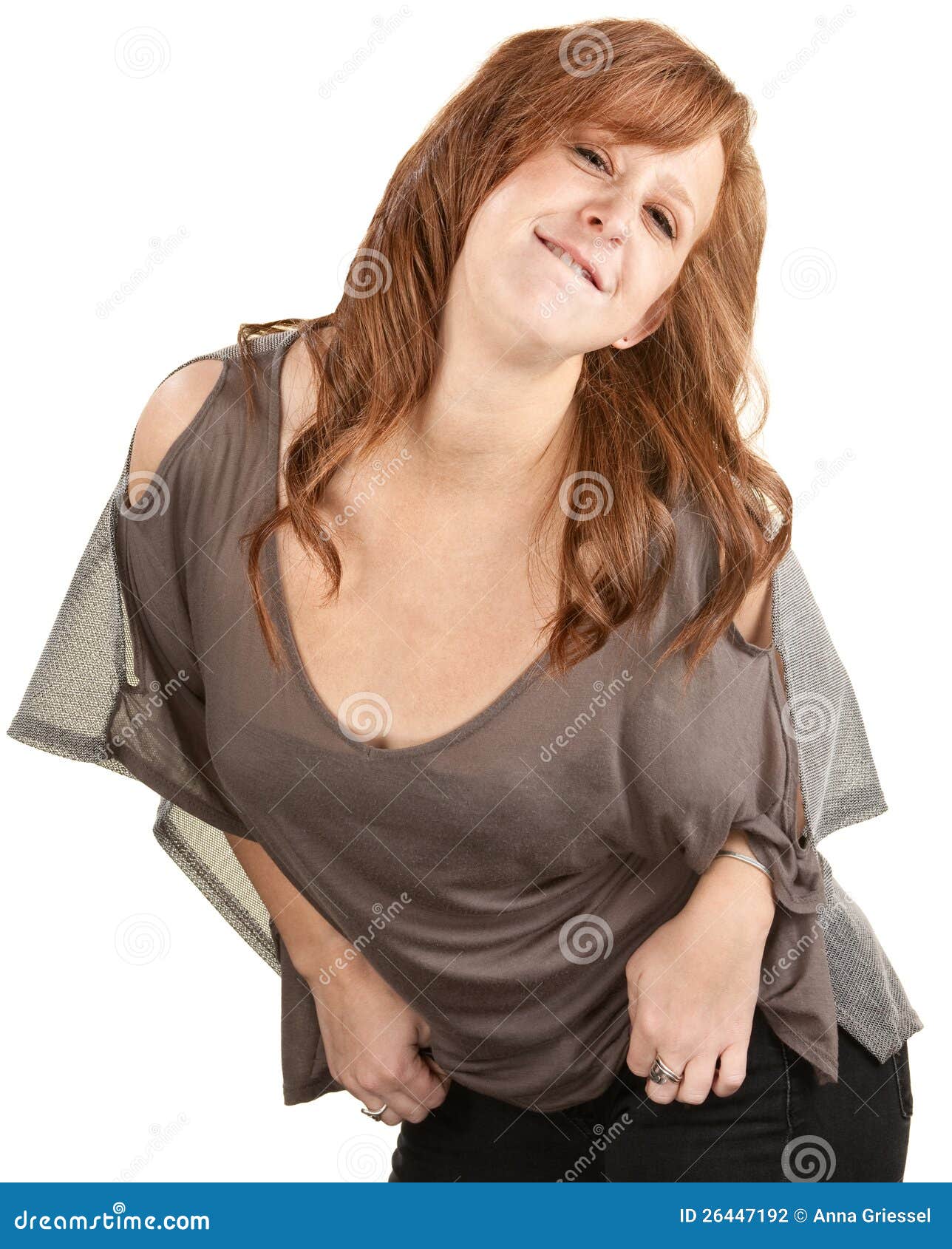 Pretty Female Leans Forward Stock Photo - Image of character ...