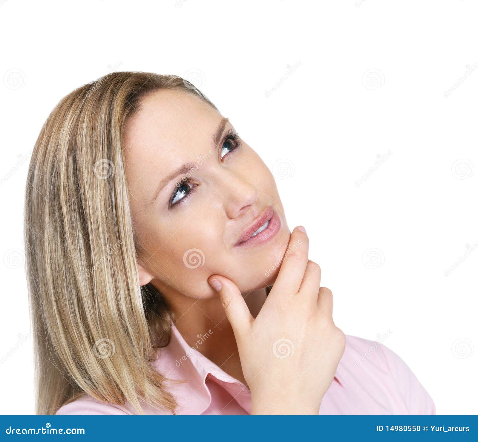 Pretty Female Looking Thoughtfully at Copyspace Stock Photo - Image of ...