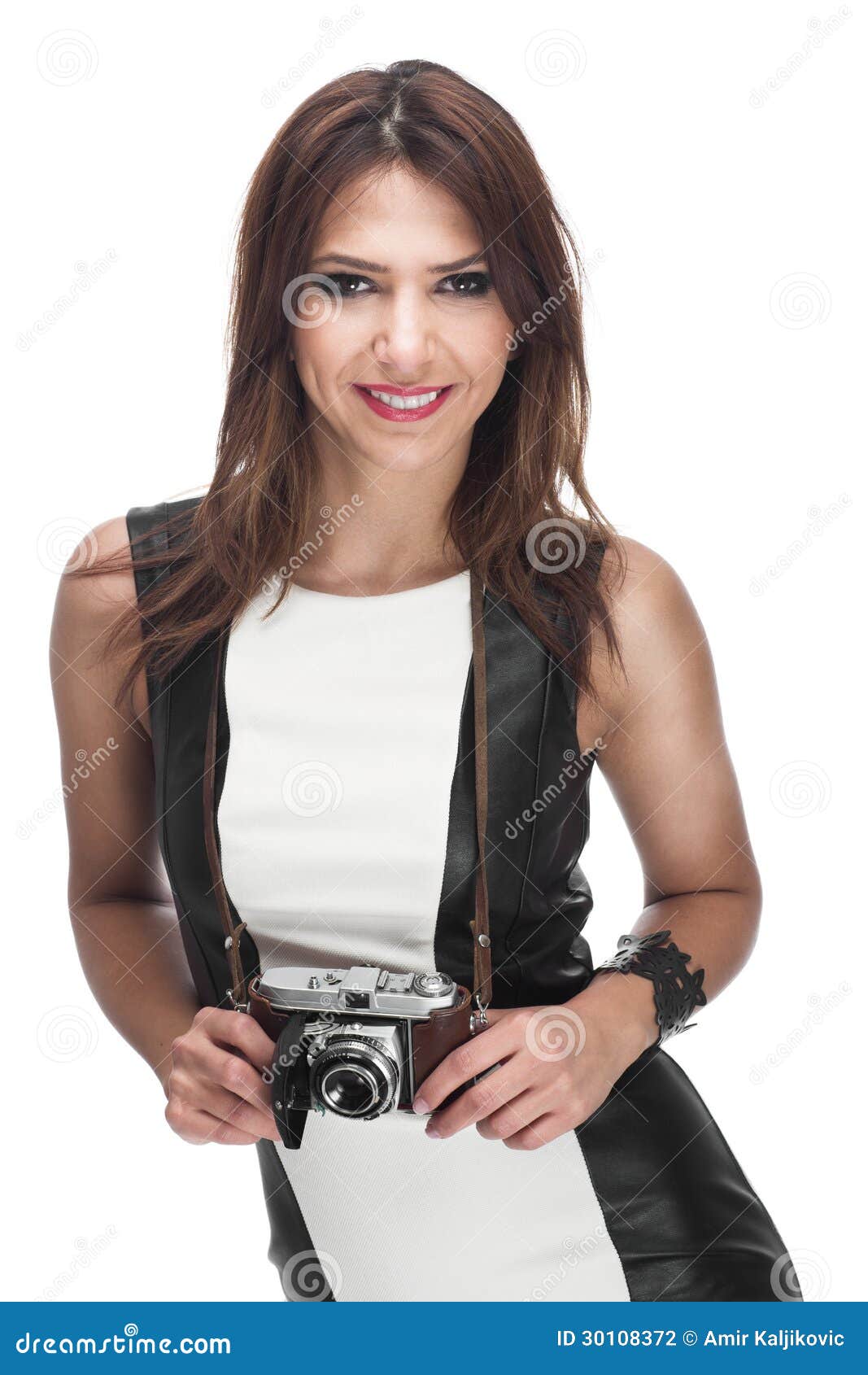 Female model with camera stock photo. Image of holding - 30108372