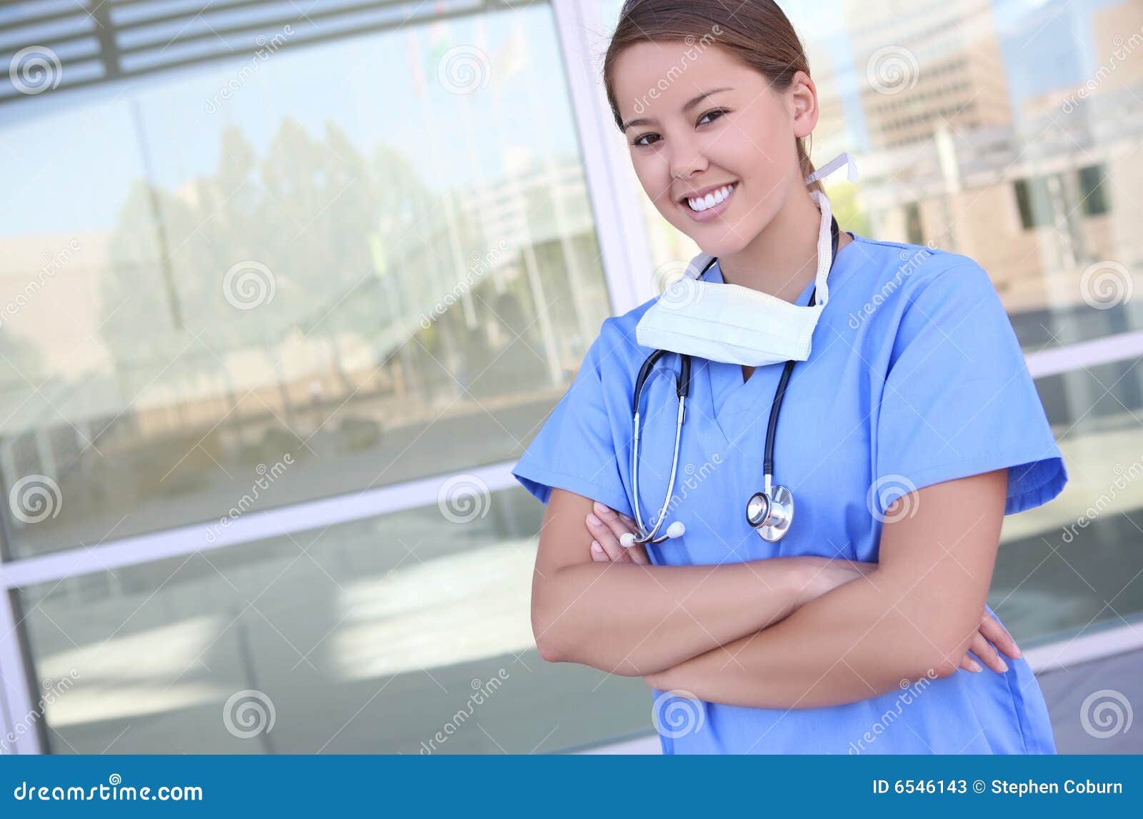 Pretty Female Nurse at Hospital Stock Image - Image of attractive ...