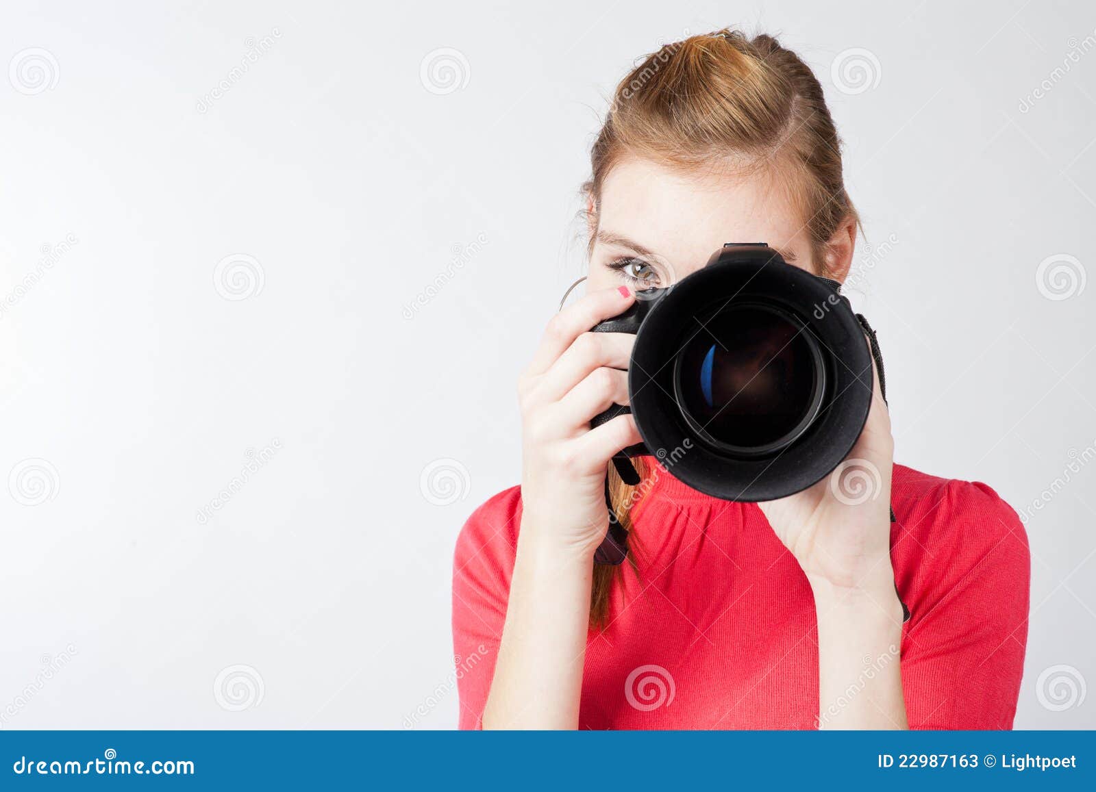 Pretty, Female Photographer with Her Digital Camera Stock Image - Image ...