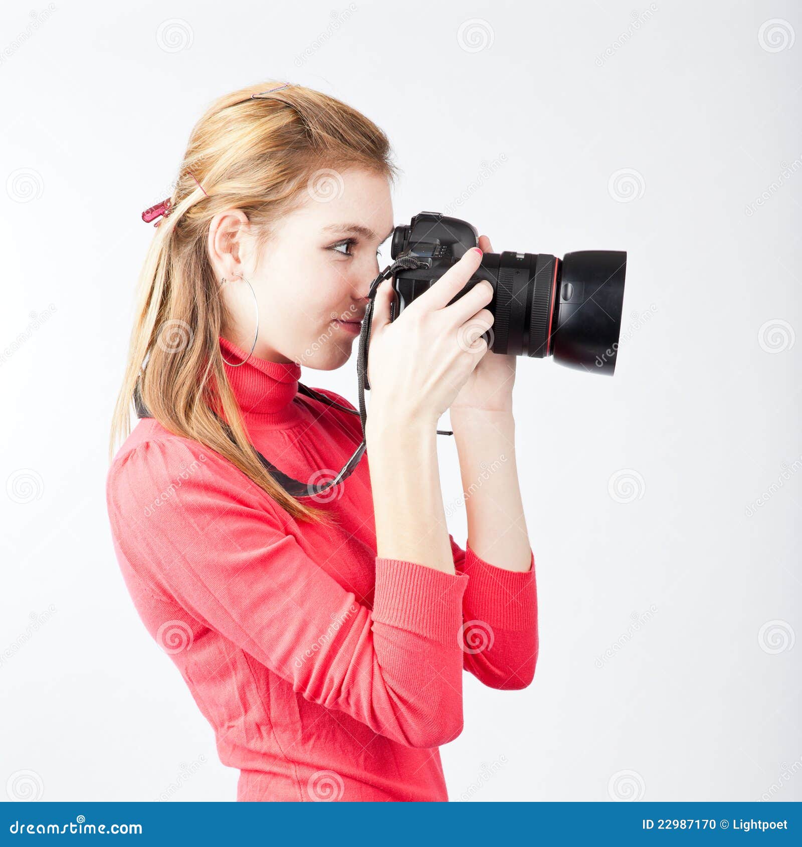 Pretty, Female Photographer with Her Digital Camera Stock Photo - Image ...