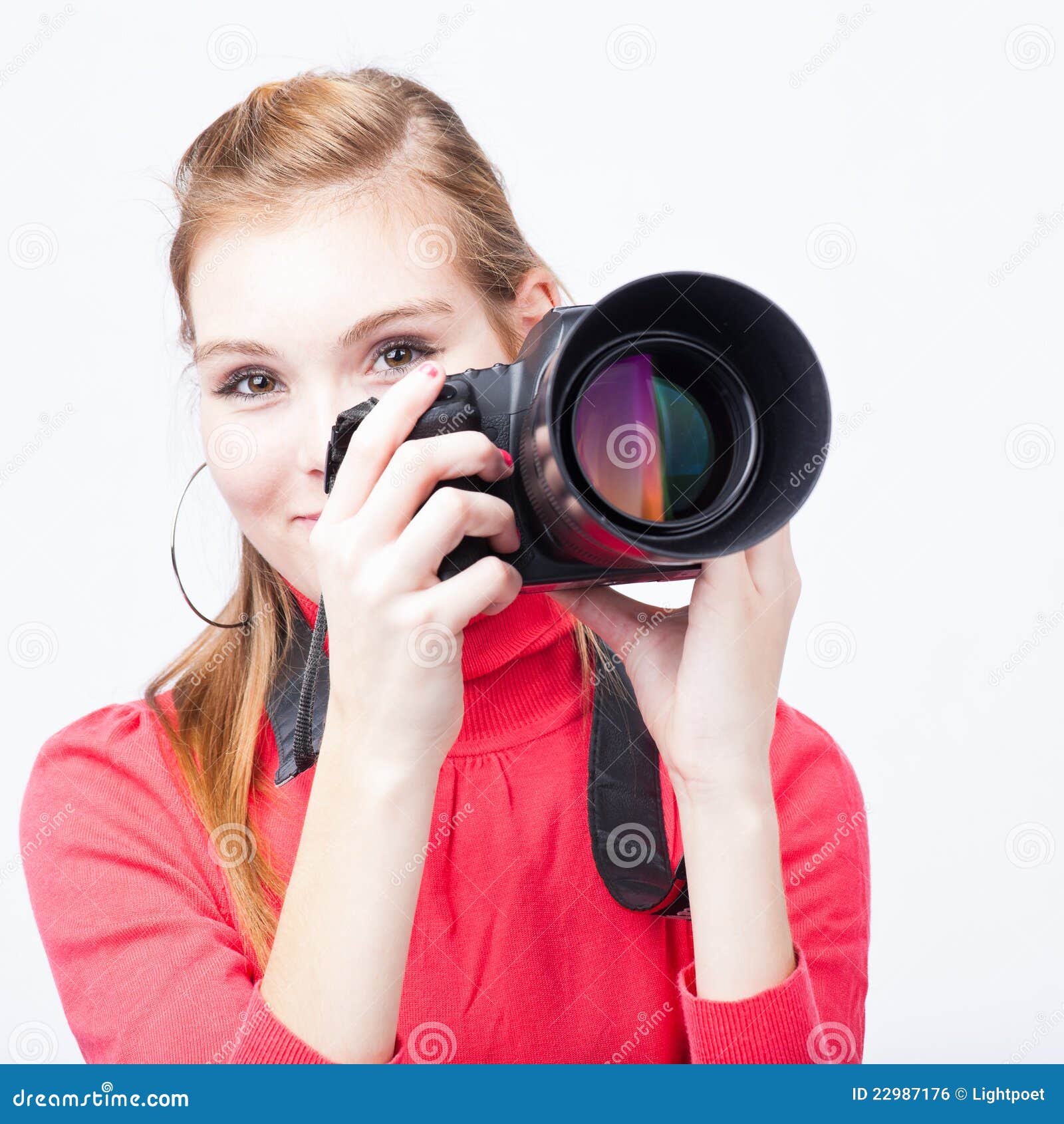 Pretty, Female Photographer with Her Digital Camera Stock Photo - Image ...