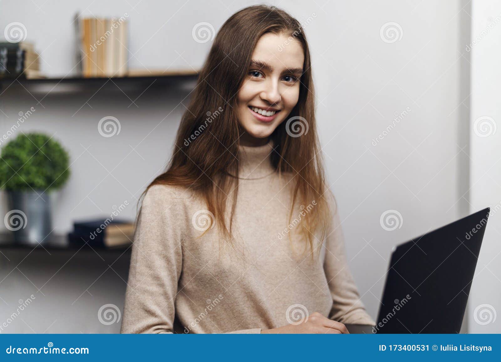 Pretty Female Professional Working on Laptop, Executing Corporate ...