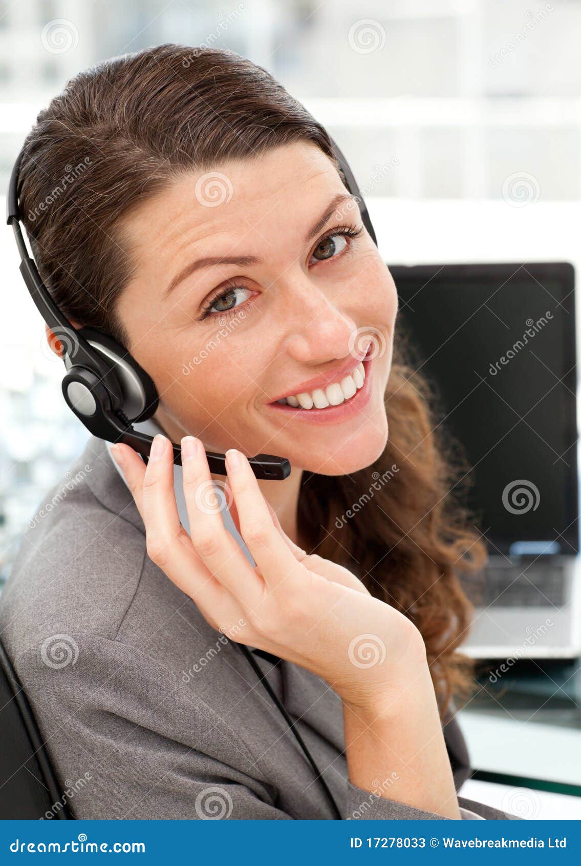 Pretty Female Representative on the Phone Stock Image - Image of ...