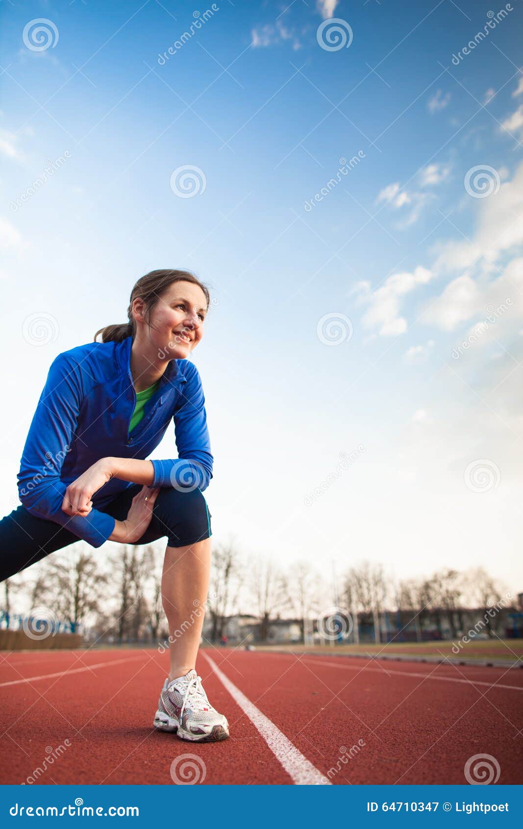 Pretty Female Runner Stretching before Her Run Stock Image - Image of ...