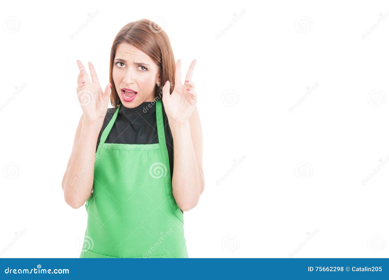 Pretty Female Seller Looking Scared Stock Photo - Image of person ...