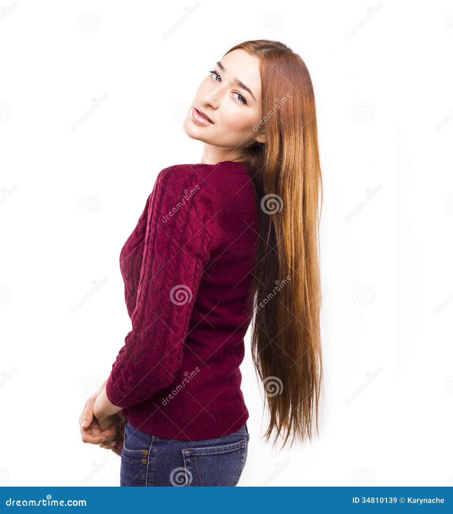 Pretty Female Student with Long Hair Stock Image - Image of cute ...