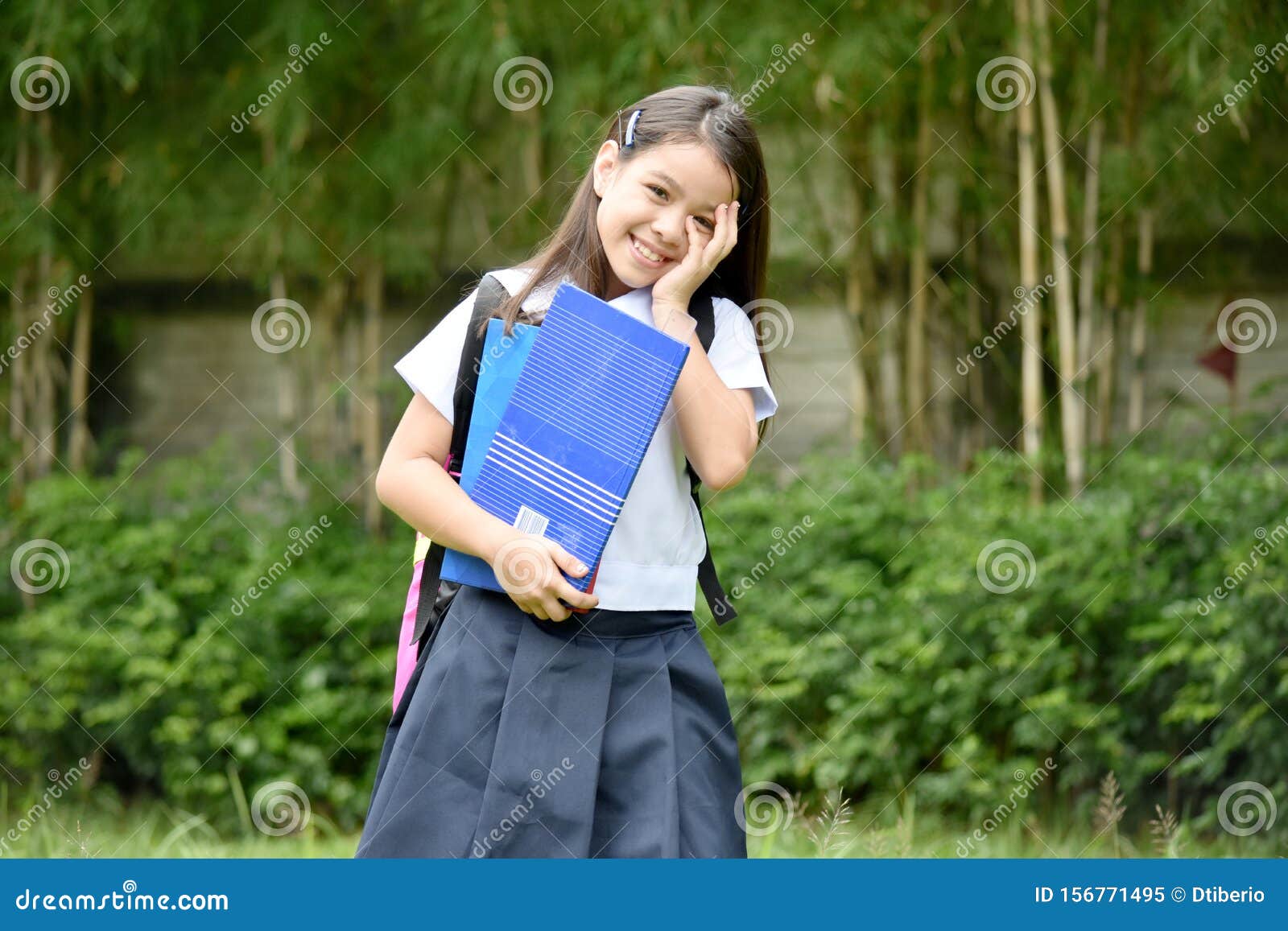 Pretty Female Student Wearing School Uniform Stock Image - Image of ...