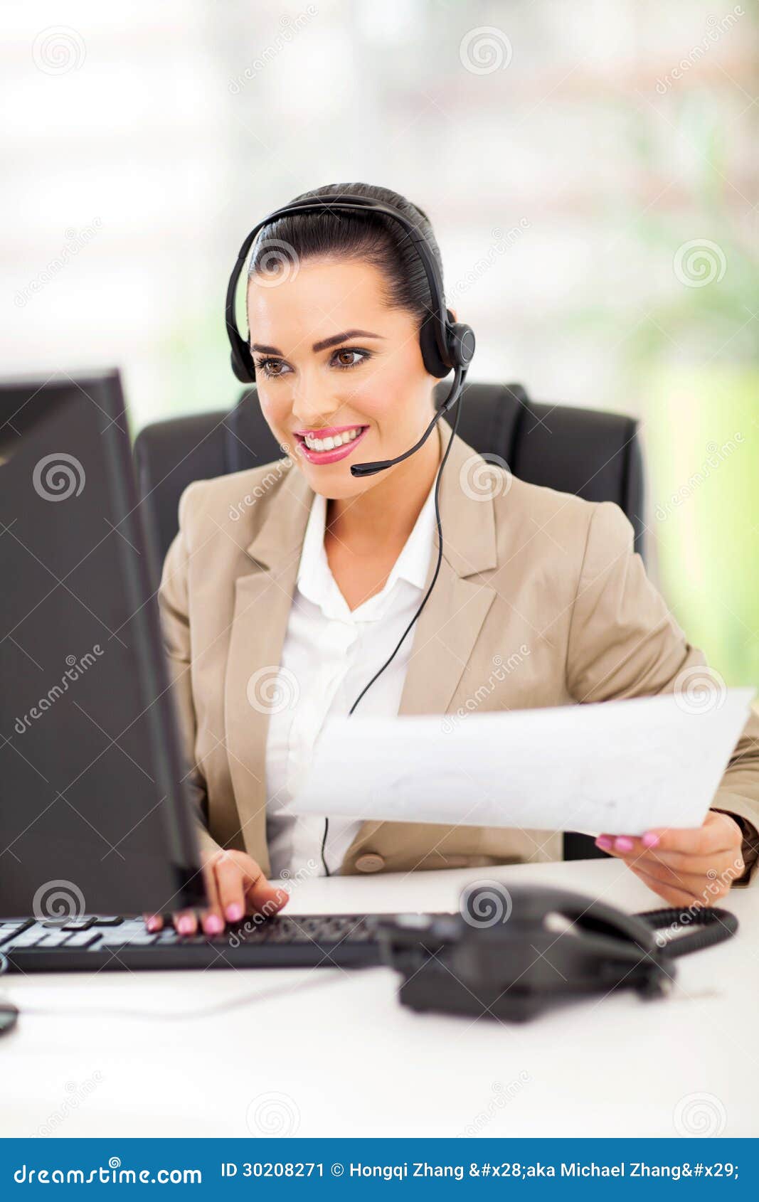 Telemarketer working stock image. Image of center, headphone - 30208271