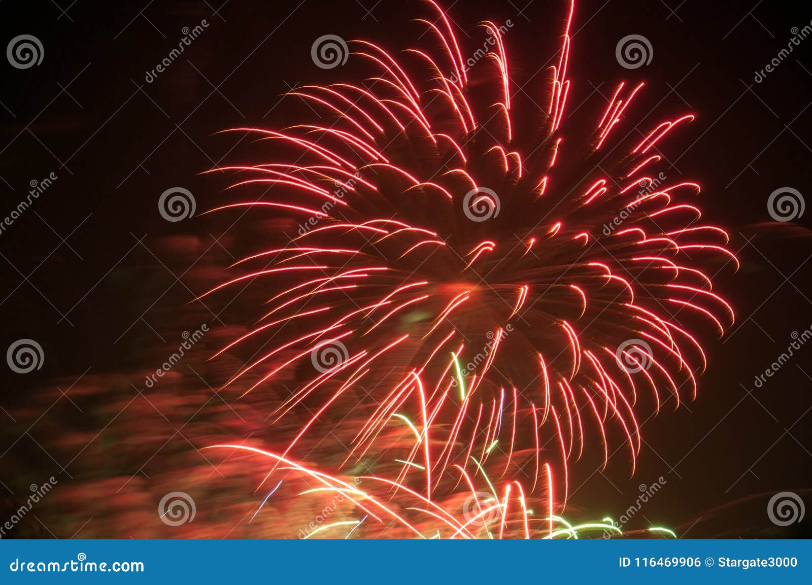 Pretty Fireworks in the Night Sky. Stock Photo - Image of night, powder ...