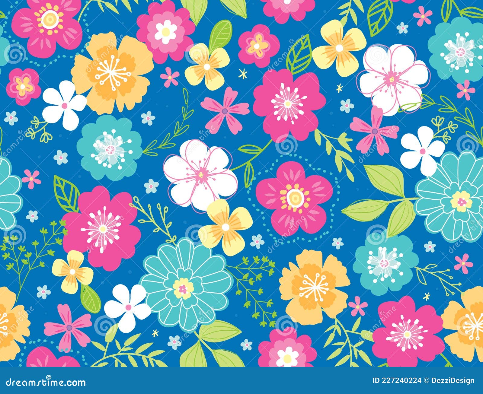 Girly Floral Repeating Vector Pattern Stock Vector - Illustration of ...