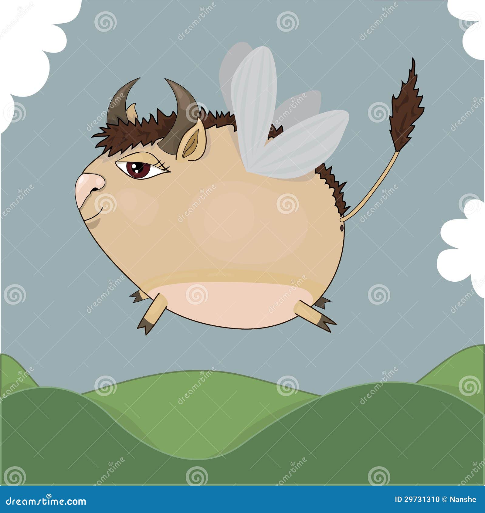 Flying bison stock vector. Illustration of travel, fashion - 29731310