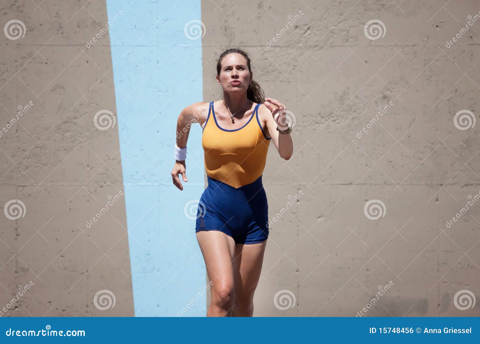 Pretty, Focused Woman Runs To Keep in Shape. Stock Photo - Image of ...