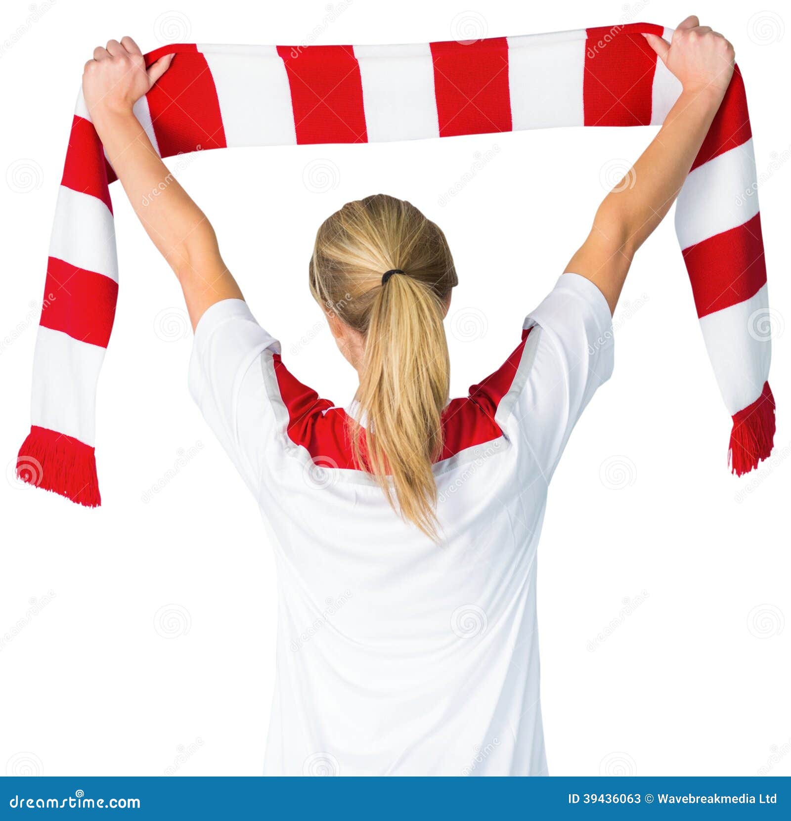 Pretty Football Fan in White Cheering Stock Image - Image of rear ...