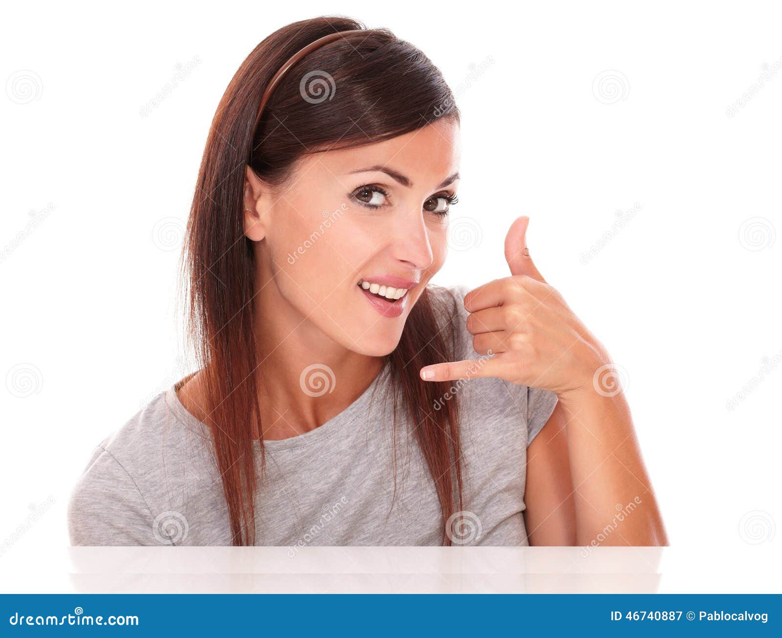 Pretty Friendly Woman with Talk Gesture Stock Image - Image of head ...
