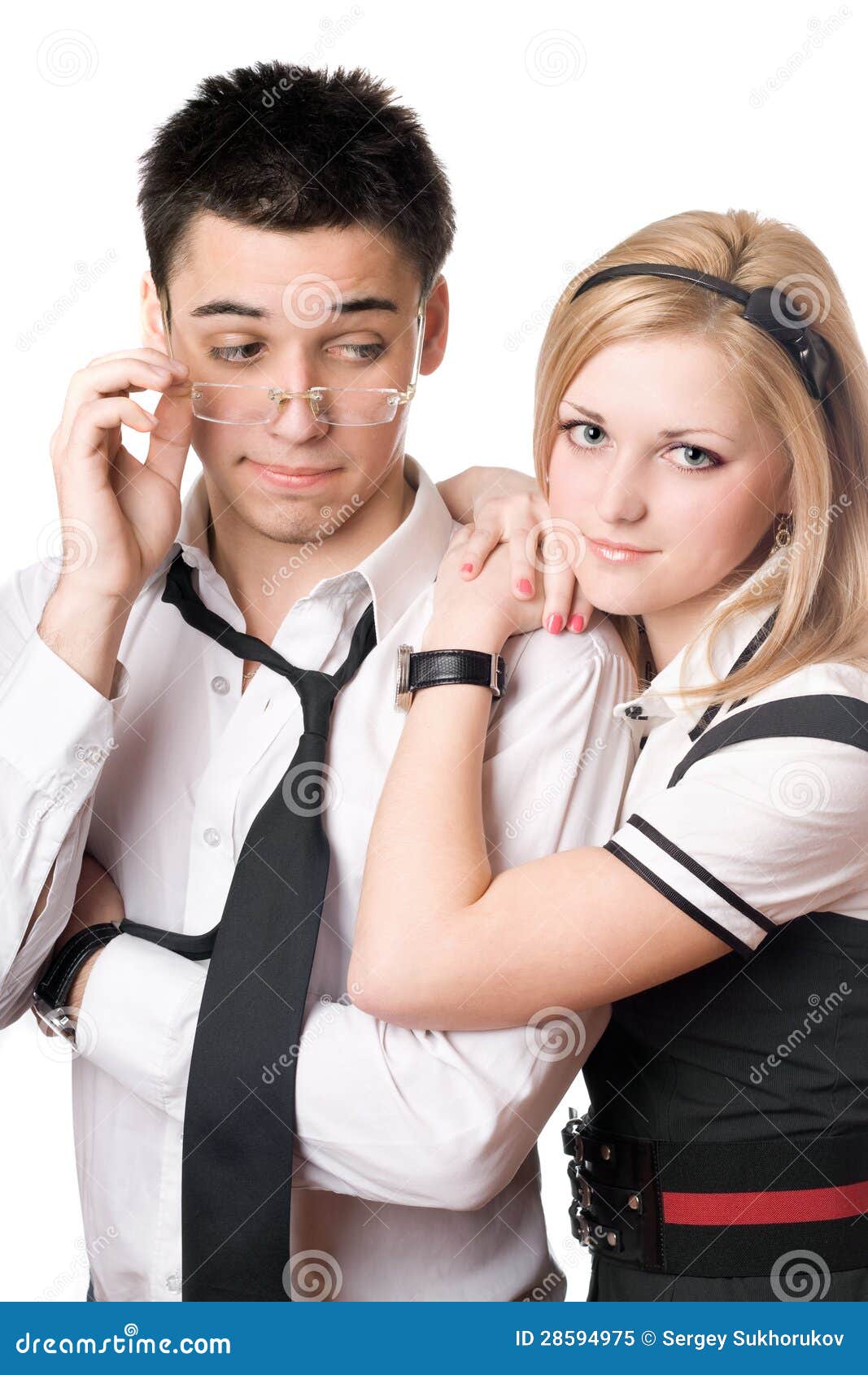 Pretty Funny Student Pair. Isolated Stock Image - Image of boyfriend ...