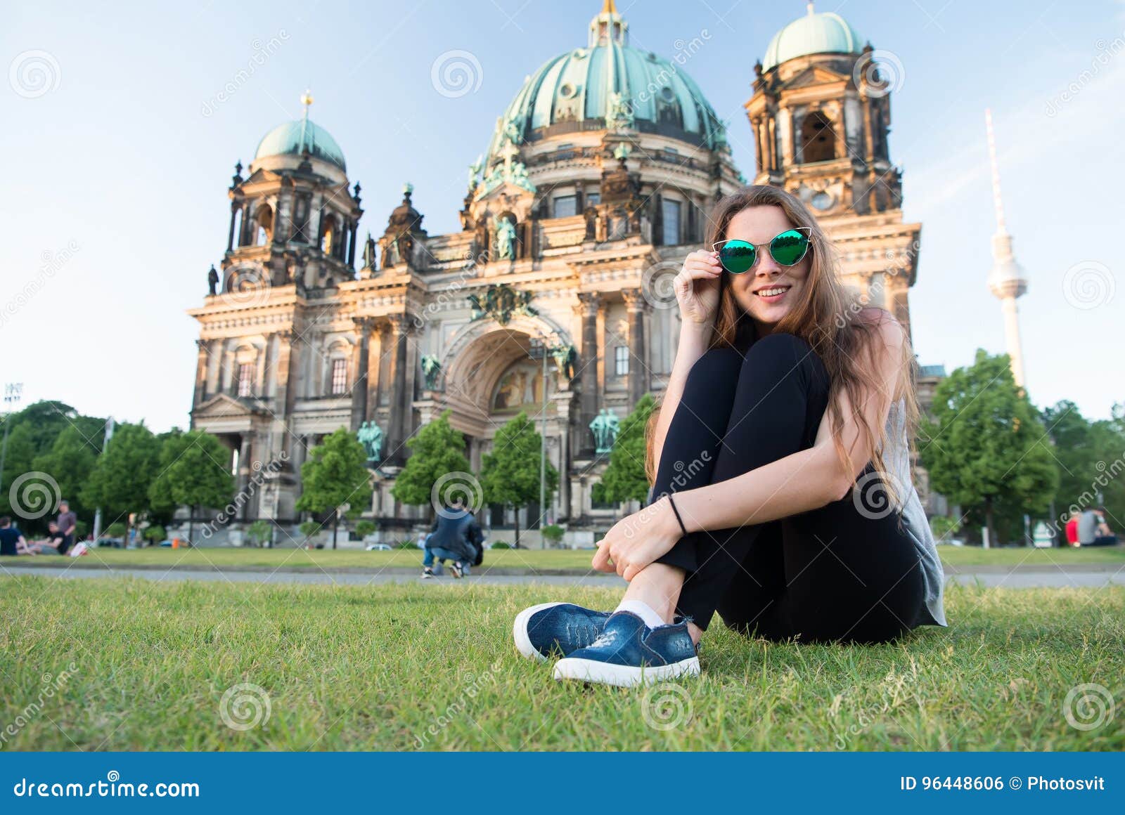 Pretty Gil Sitting in Front of Berlin Cathedral Stock Photo - Image of ...
