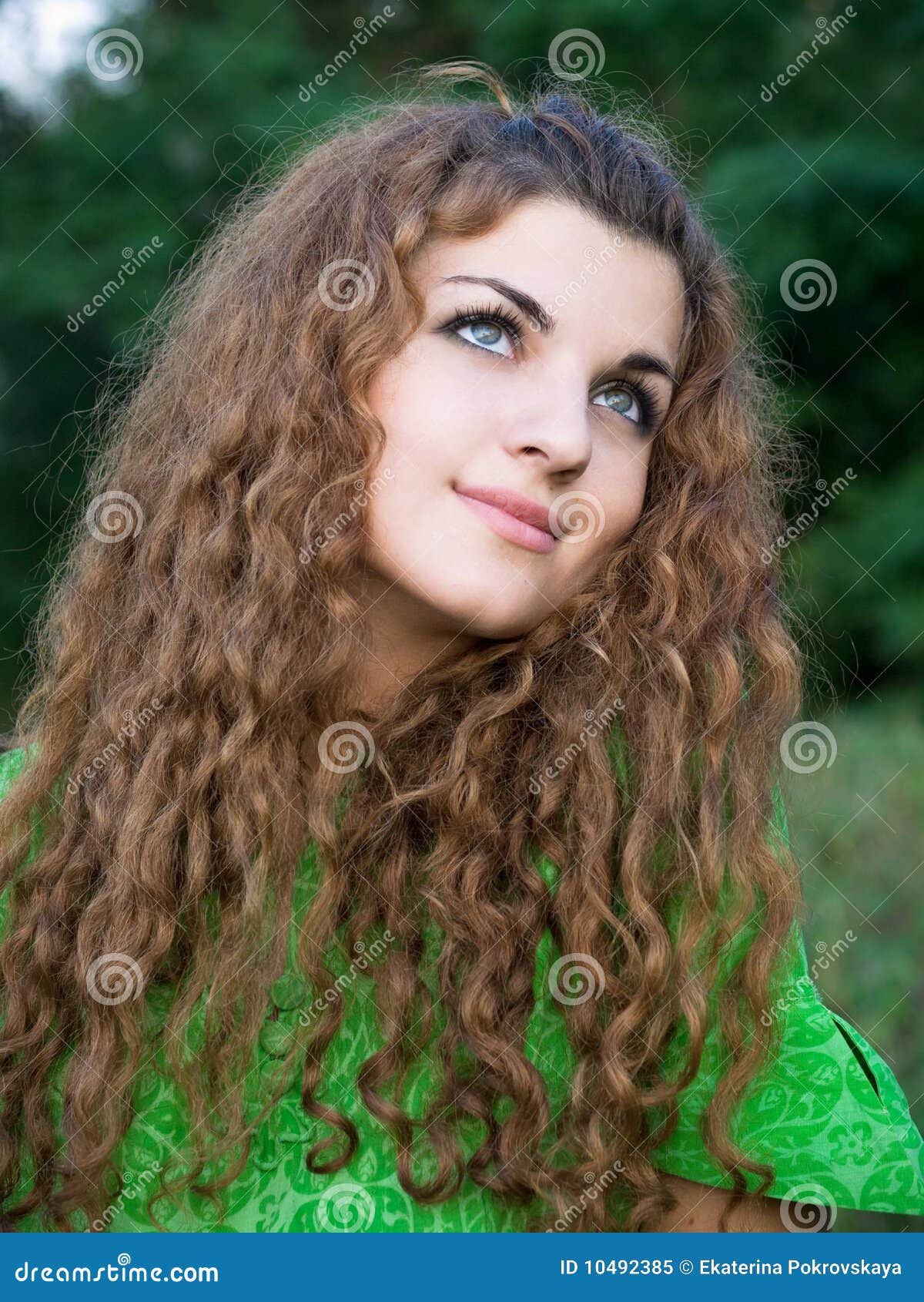 Pretty girl stock image. Image of green, curly, elegance - 10492385