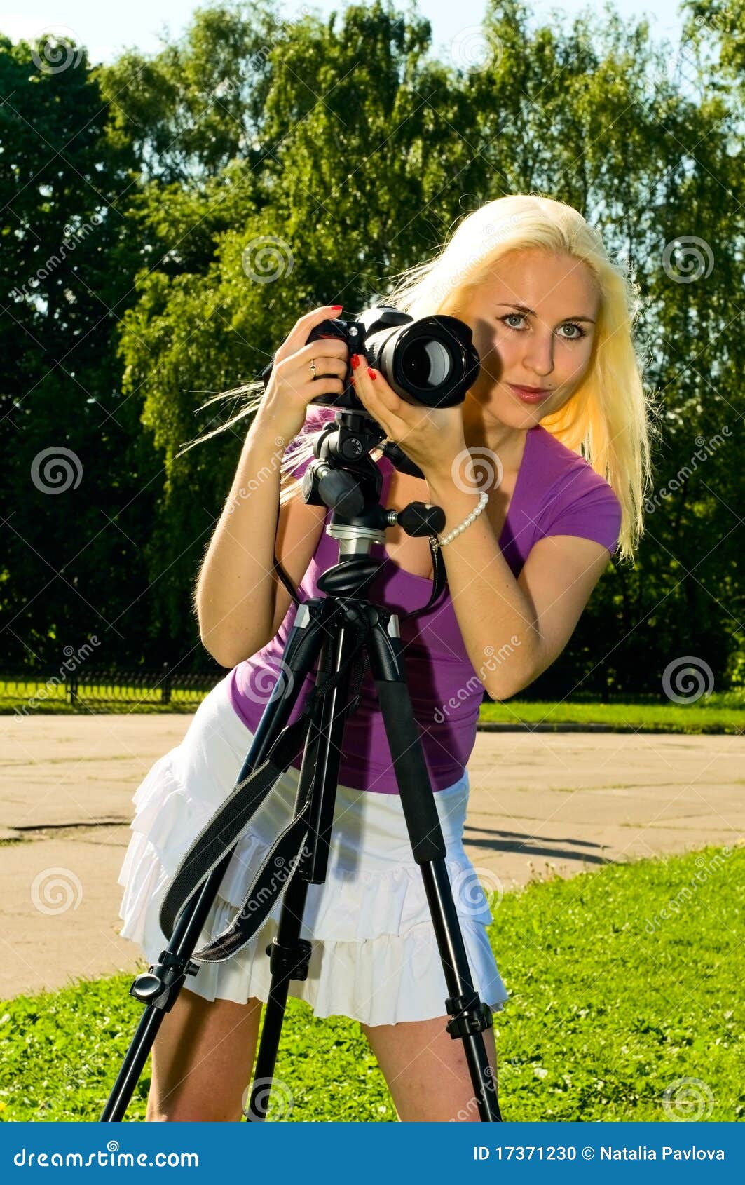 Pretty girl with camera stock photo. Image of model, camera - 17371230