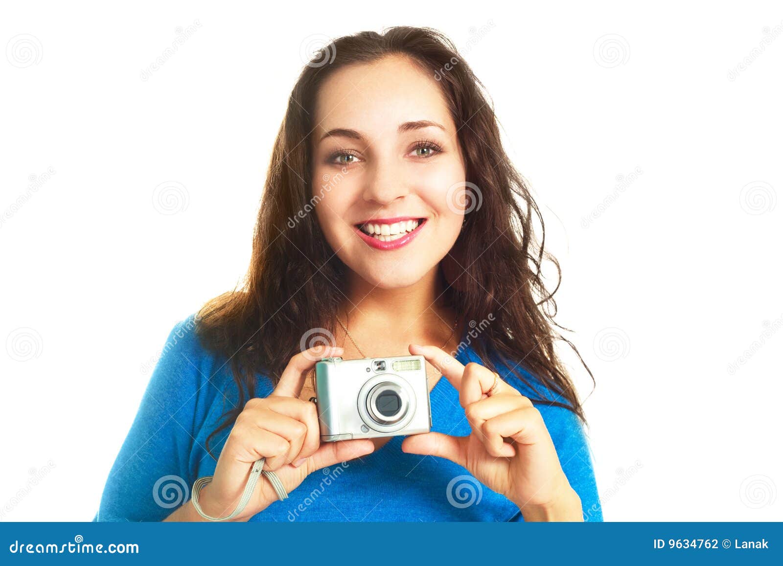 Pretty girl with a camera stock photo. Image of photographer - 9634762