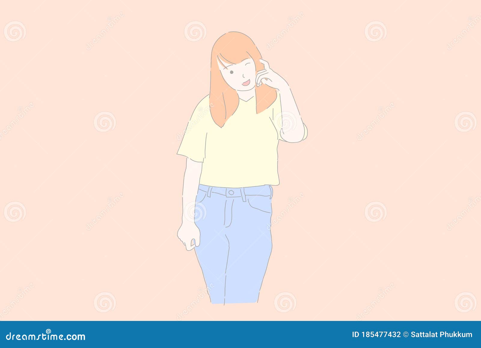Pretty Girl Cheerful and Poses Vector Stock Vector - Illustration of ...
