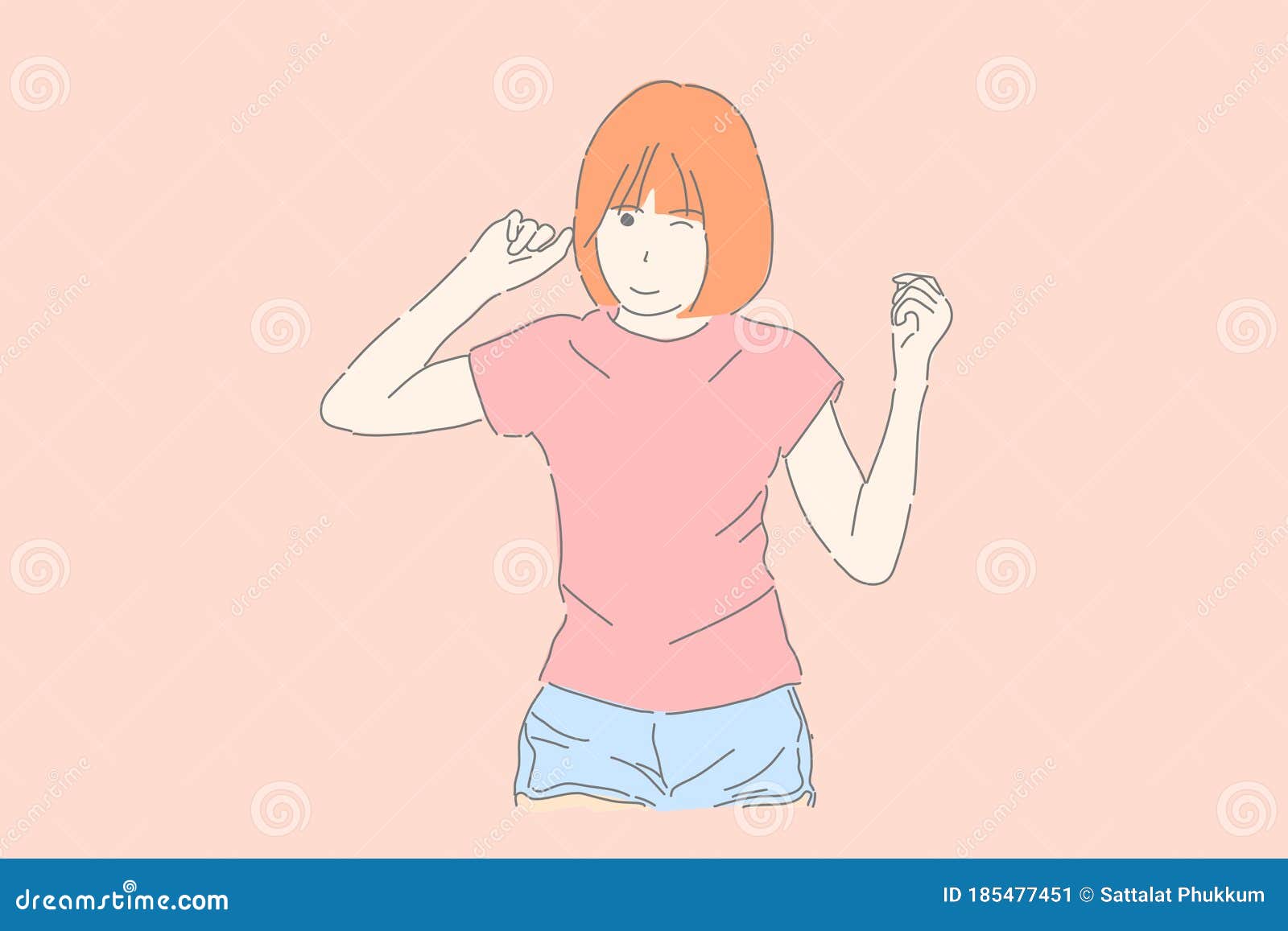 Pretty Girl Cheerful and Poses Vector Stock Vector - Illustration of ...