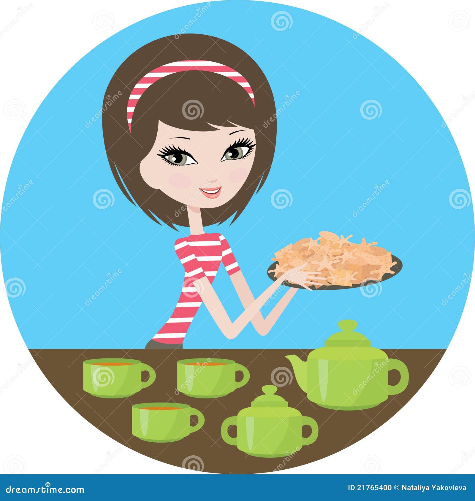 Pretty girl with cookies stock vector. Illustration of home - 21765400