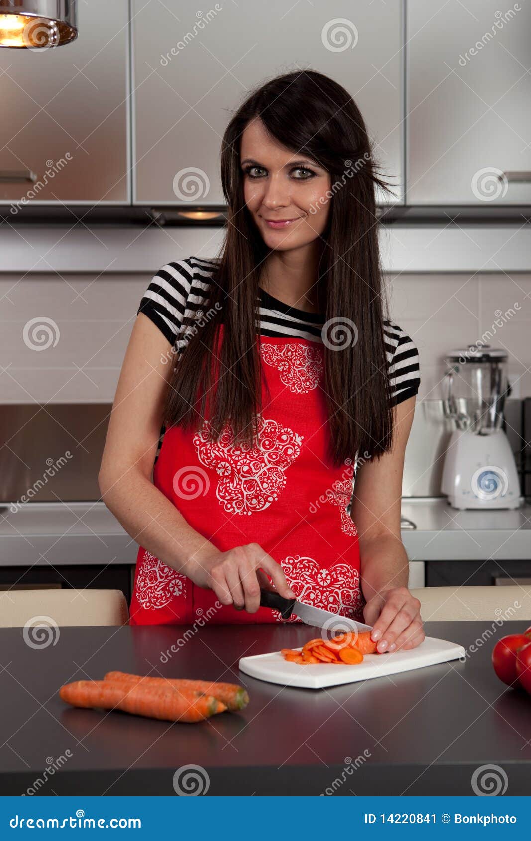 Pretty Girl Cooking in the Kitchen Stock Image - Image of happy ...