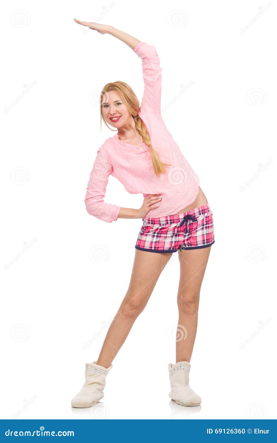 The Pretty Girl Doing Physical Exercises Isolated on White Stock Photo ...