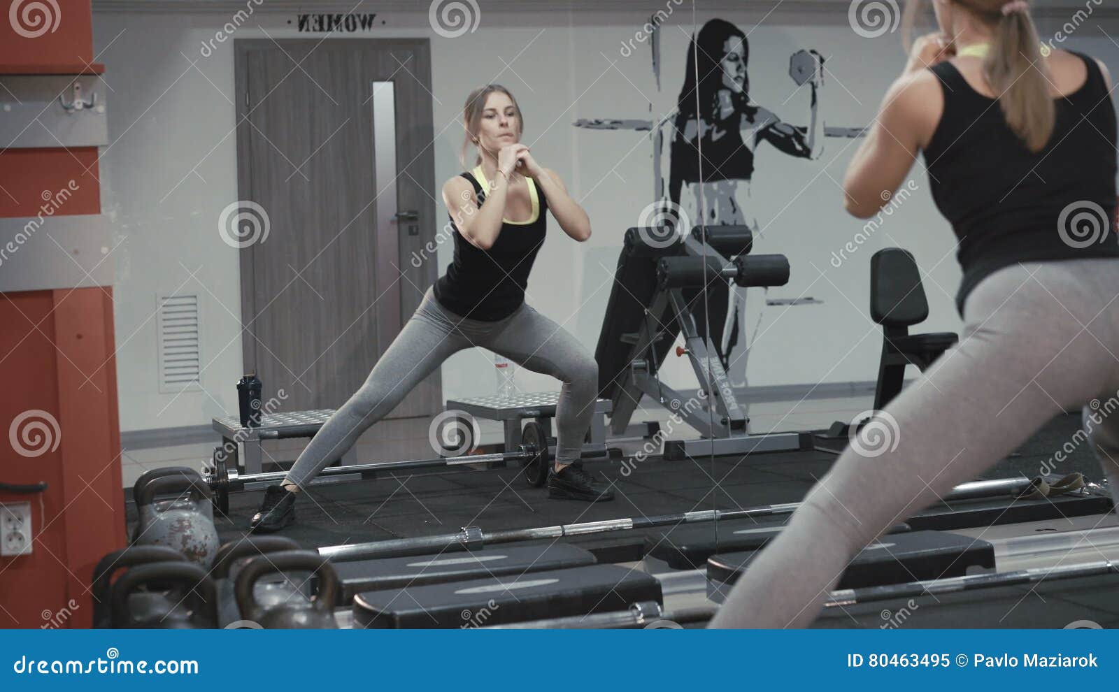 Pretty Girl Doing Squats in the Gym in 4K Stock Video - Video of female ...