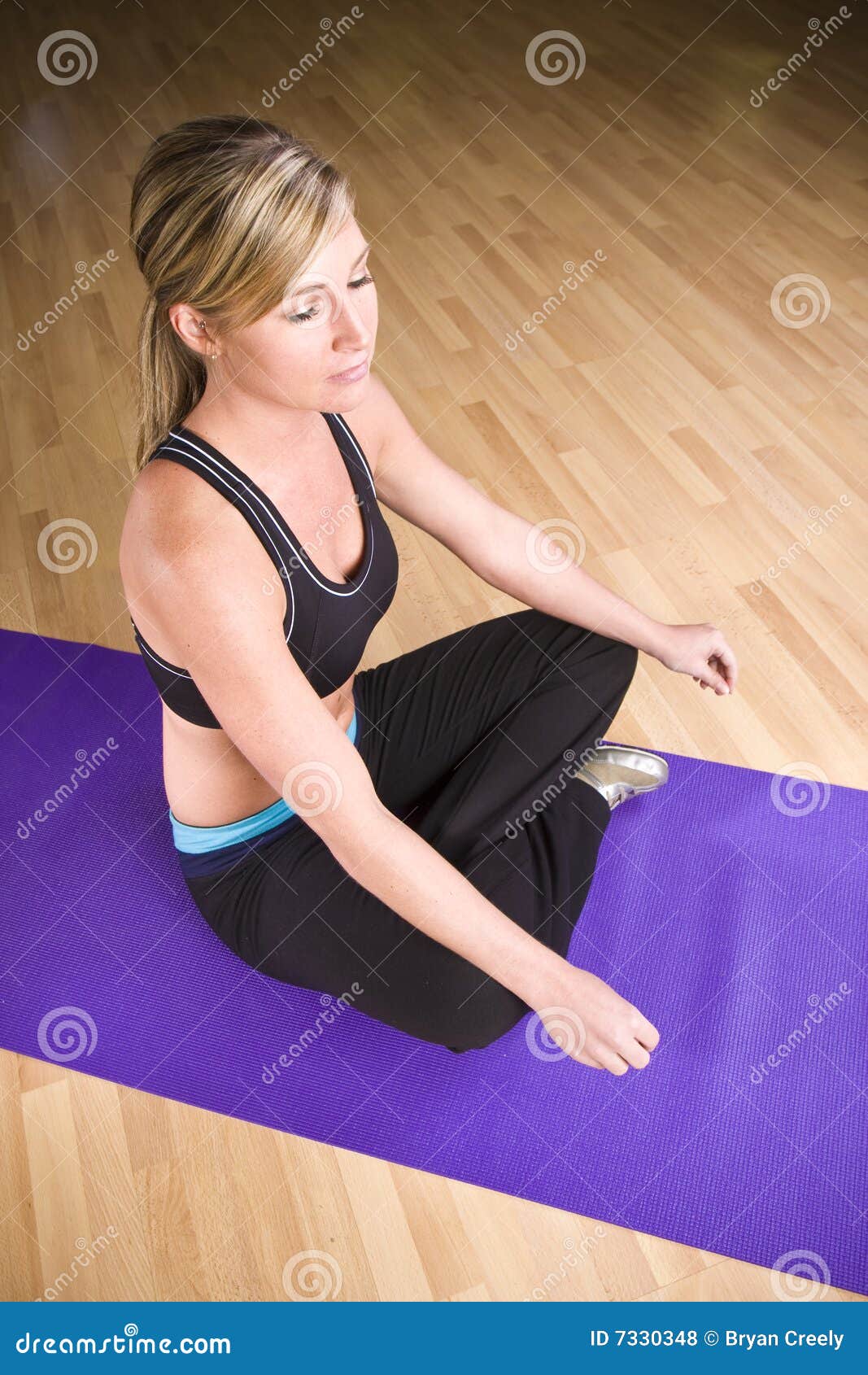 Pretty girl doing yoga stock photo. Image of blonde, caucasian - 7330348