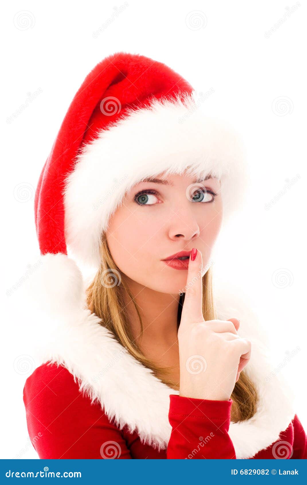 Pretty Girl Dressed As Santa Stock Photo - Image of alone, emotional ...