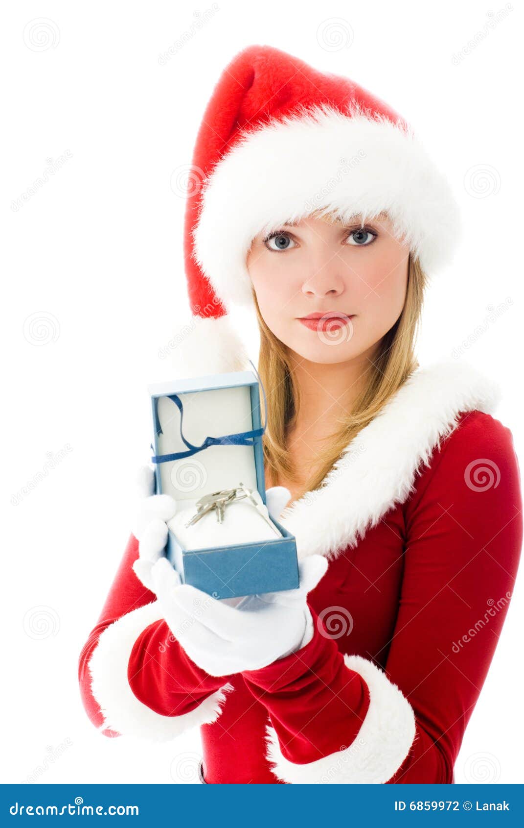 Pretty Girl Dressed As Santa with the Keys Stock Photo - Image of ...